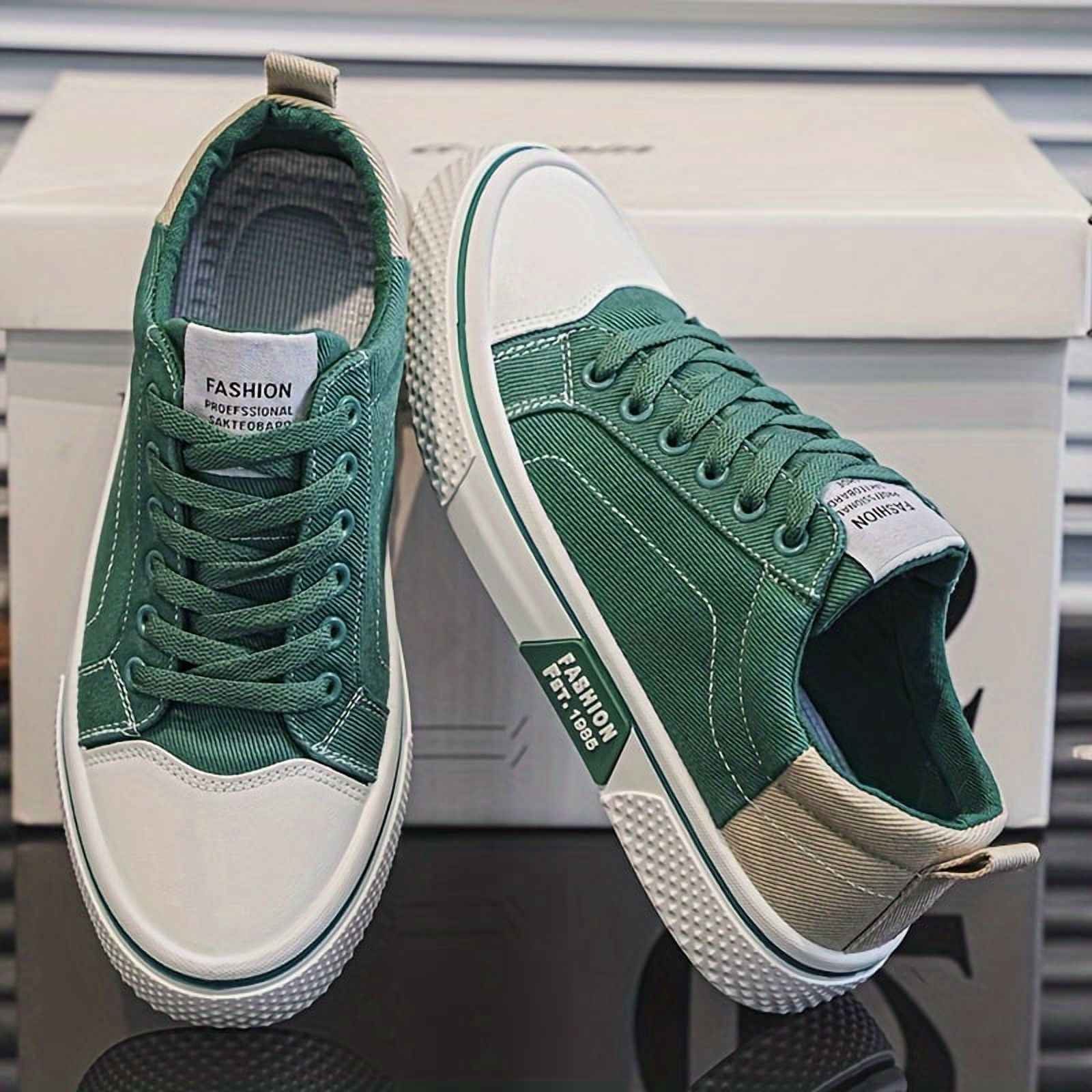 Men's & White Mid-Top Sneakers - Retro-Modern Canvas with PVC Sole ...