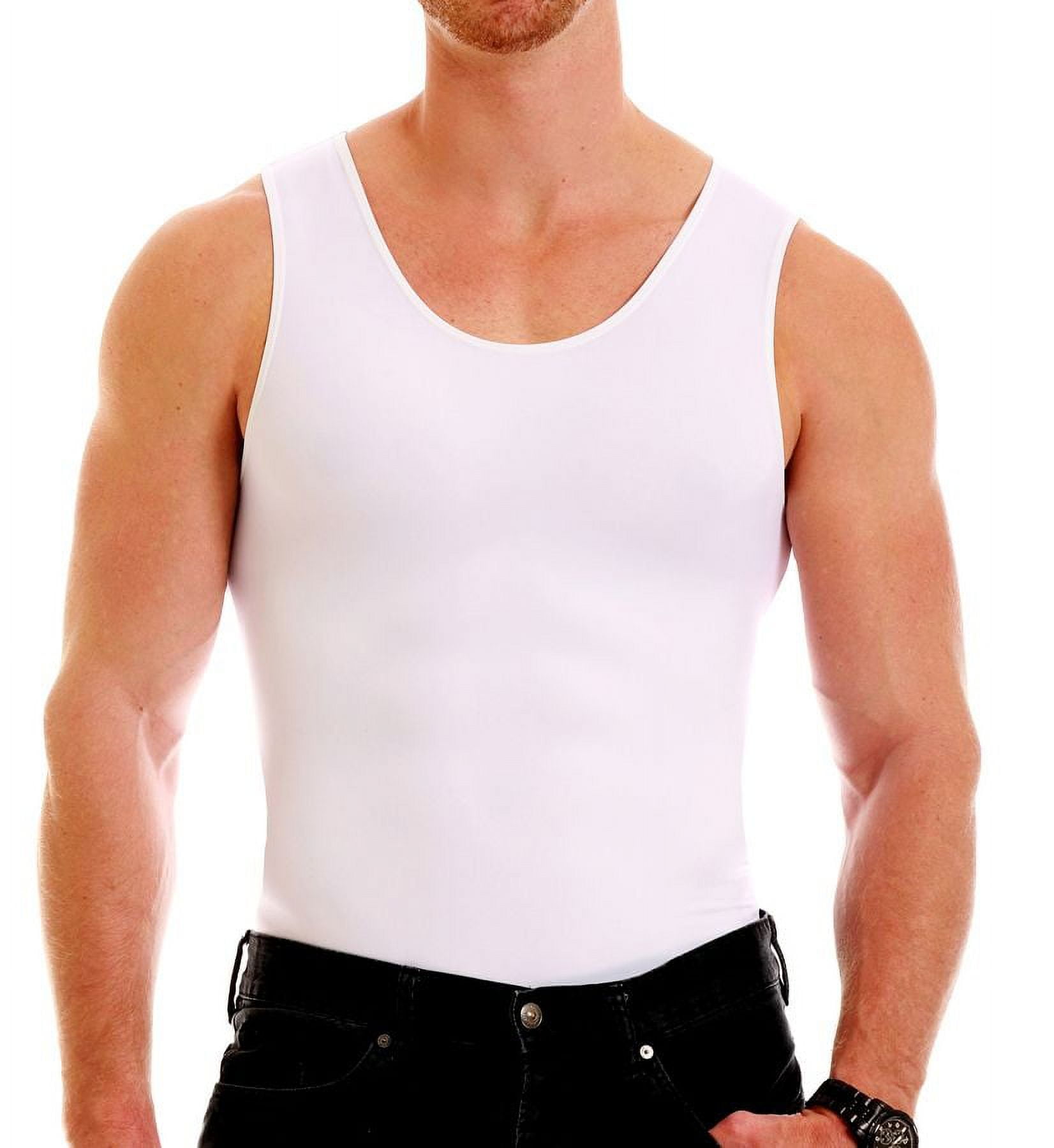 Men's White Muscle Tank Firming Toning Compression Under Shirt (S ...