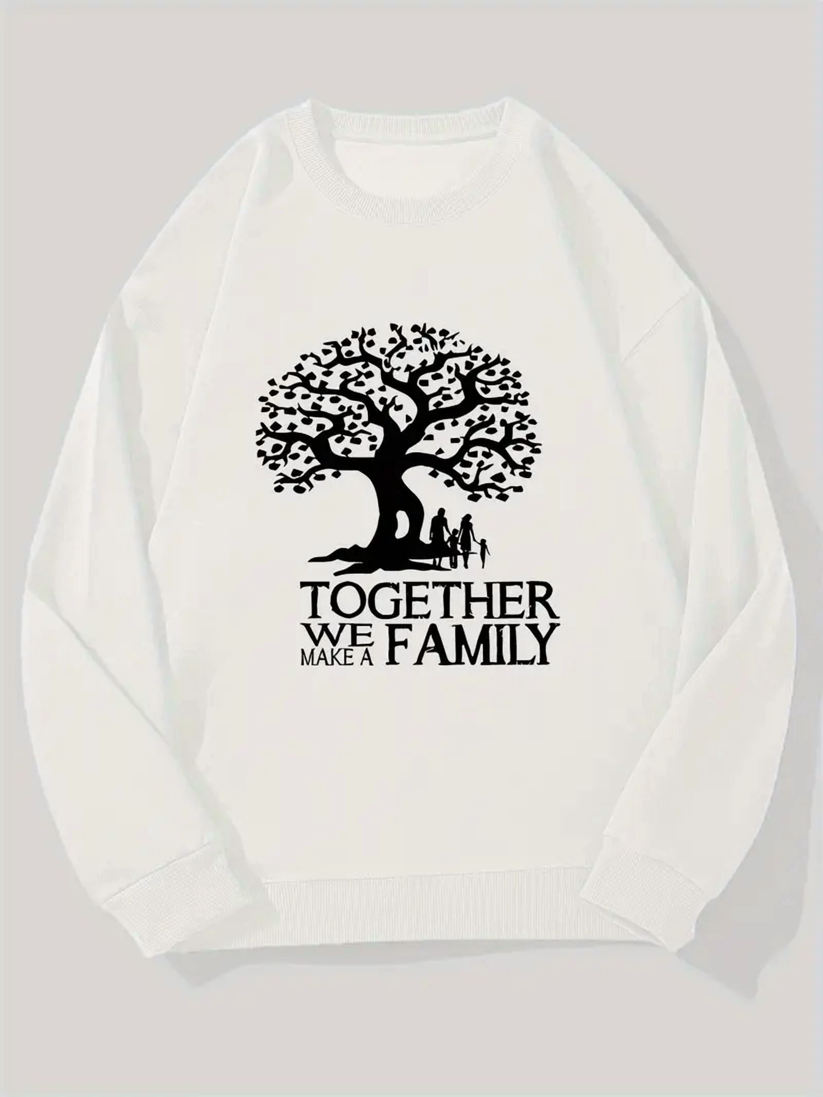 Men's White Oversized Family Tree & Slogan Sweatshirt - "Together We ...