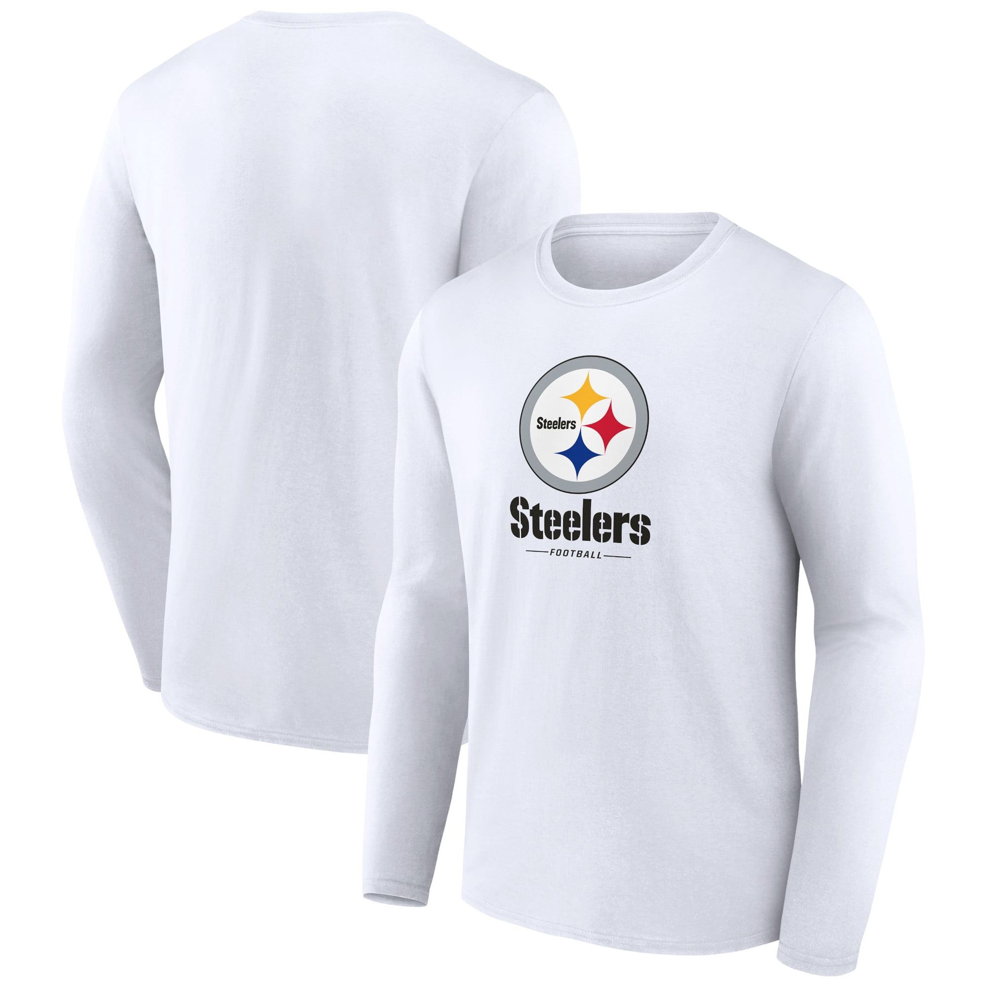 Men's White Pittsburgh Steelers Logo Team Lockup Long Sleeve T-Shirt ...