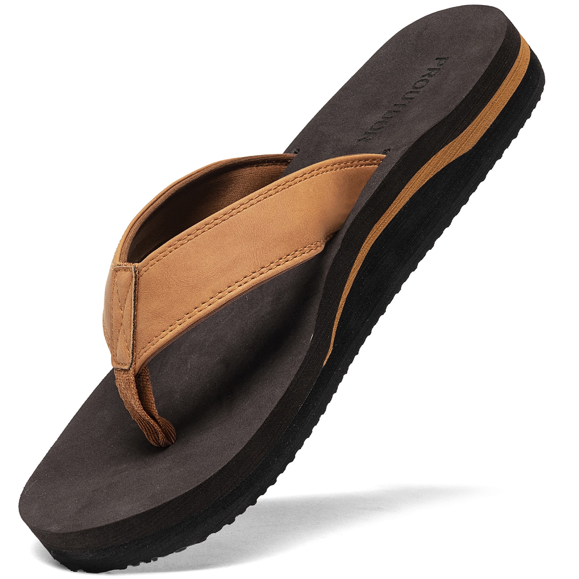 Men's Wide Flip Flop with Orthotic Arch Support Athletic Slide Thong ...