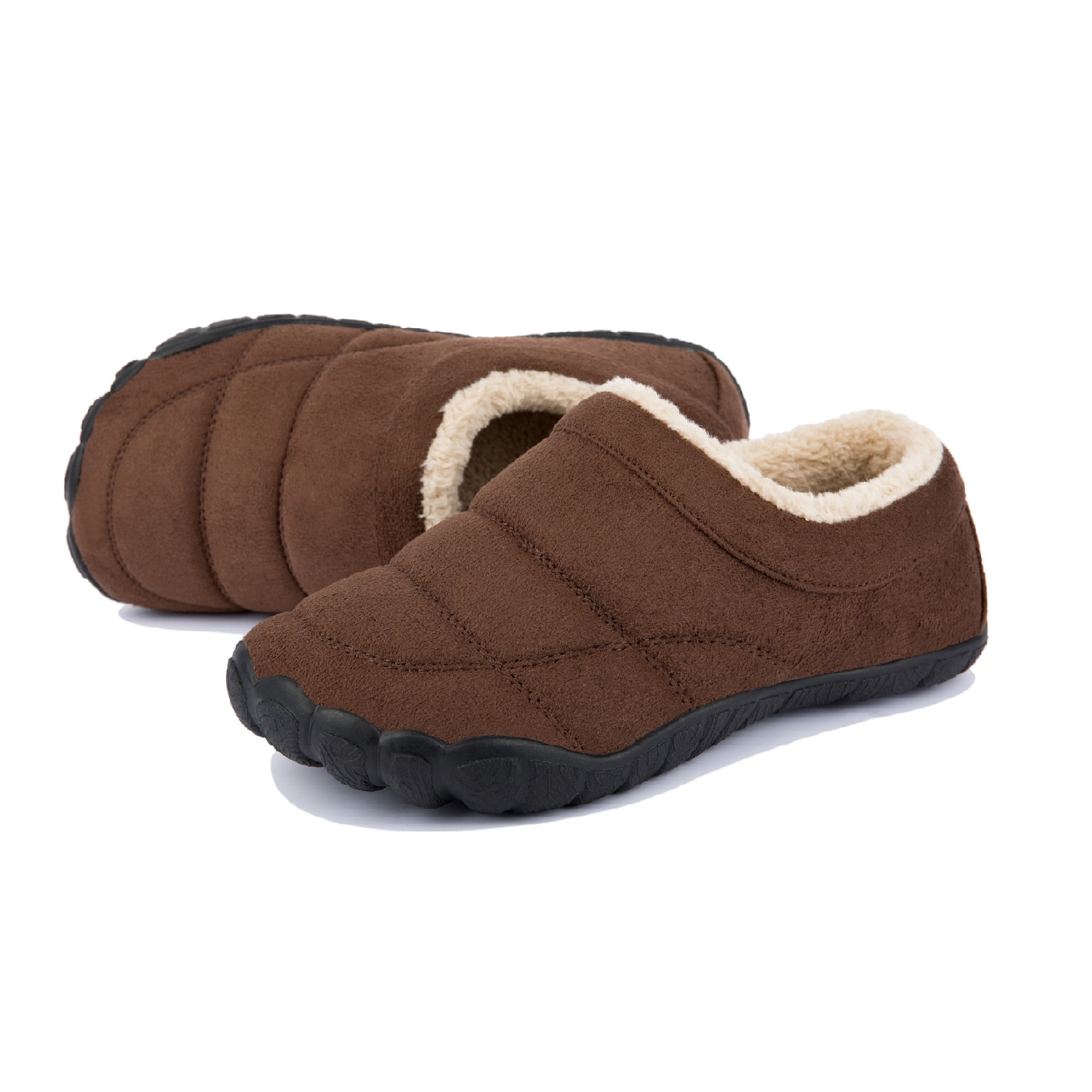 Men's Wide Toe Slippers with Soft Wool-Like Lined Suede Winter Warm ...