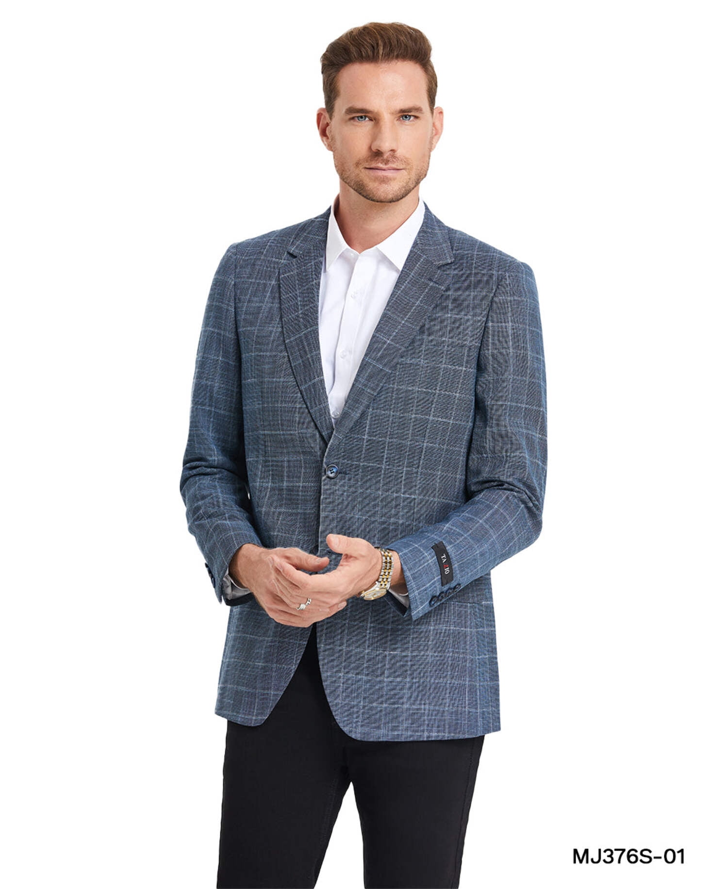 Men's Windowpane Slim-Fit Blazer w/ Notch Lapel - Walmart.com