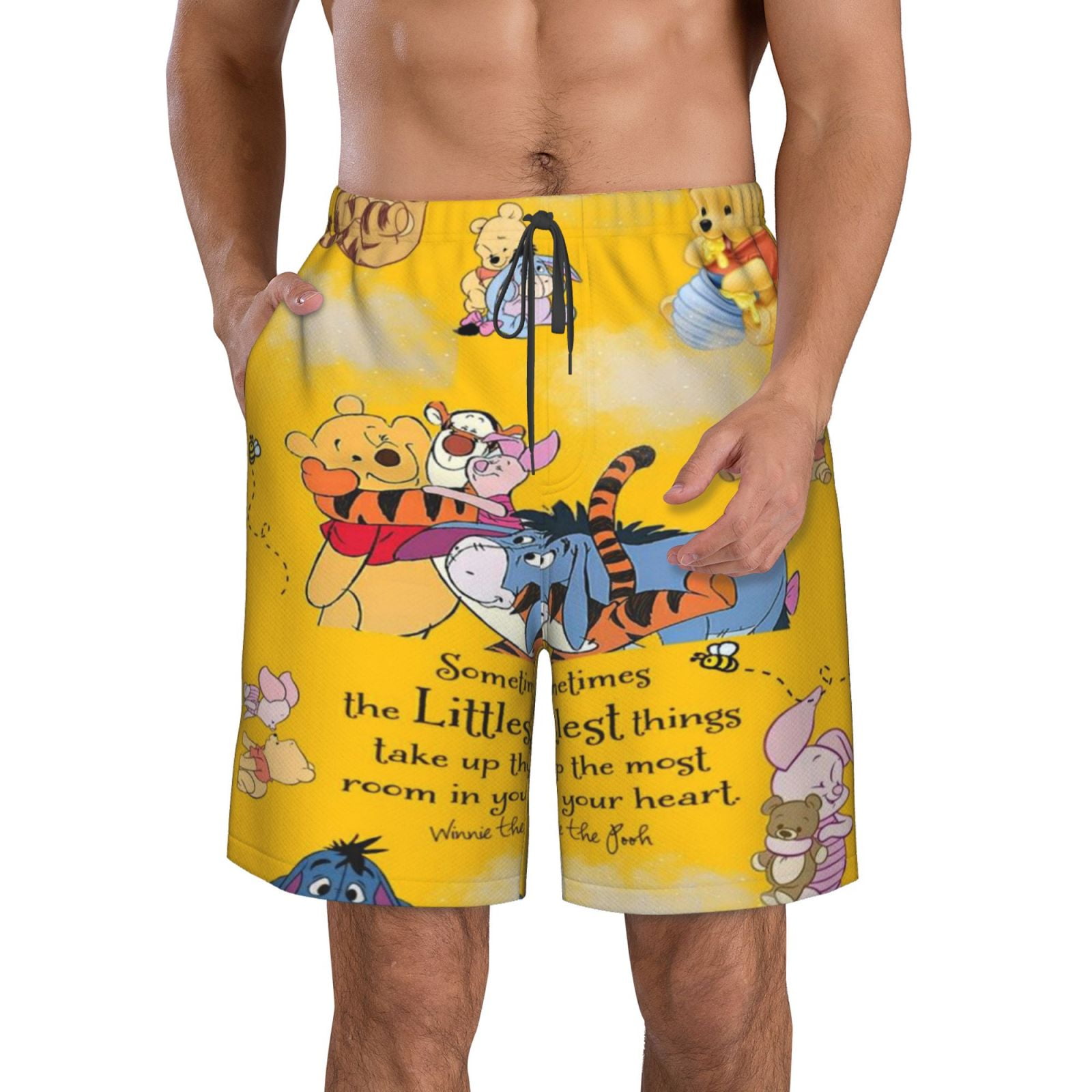 Men's Winnie The Poo Beach Shorts Hot Summer Swim Trunks Sports Running ...