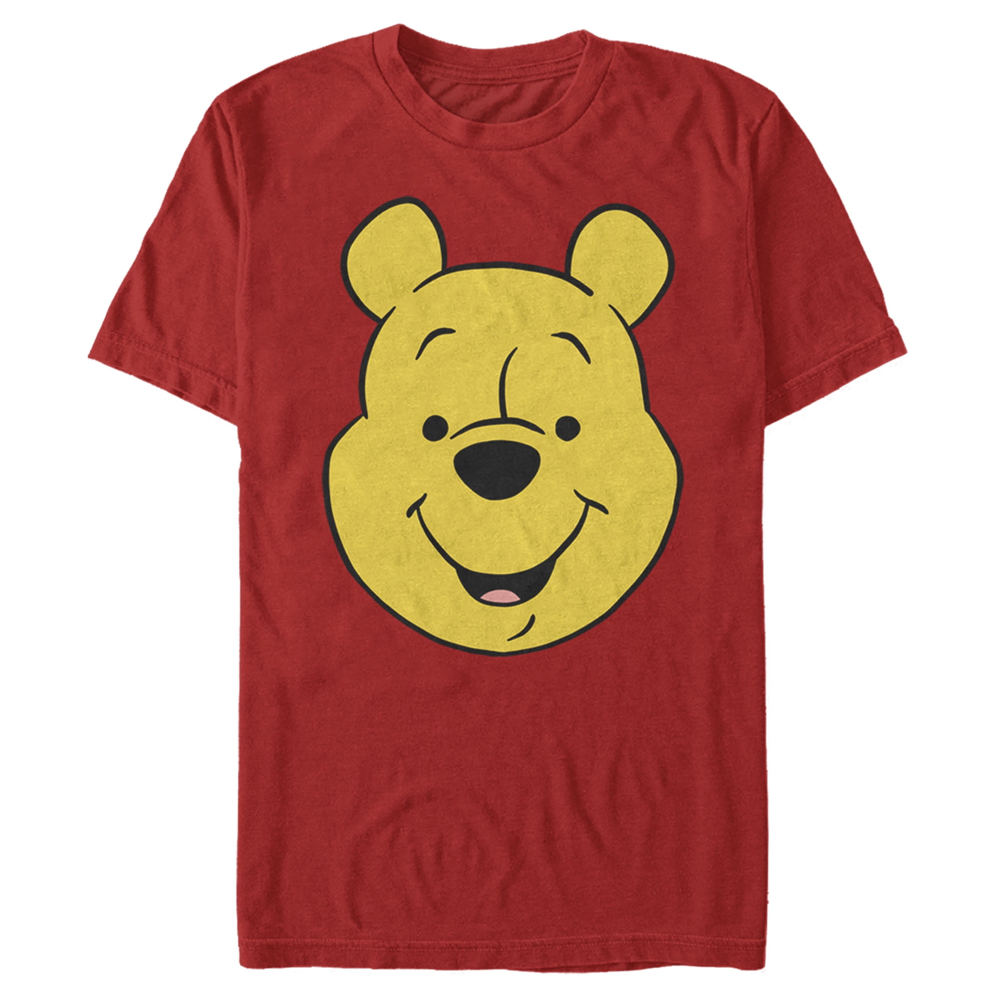Disney Men's Winnie the Pooh Bear Big Face Graphic Tee, Red, X Large ...