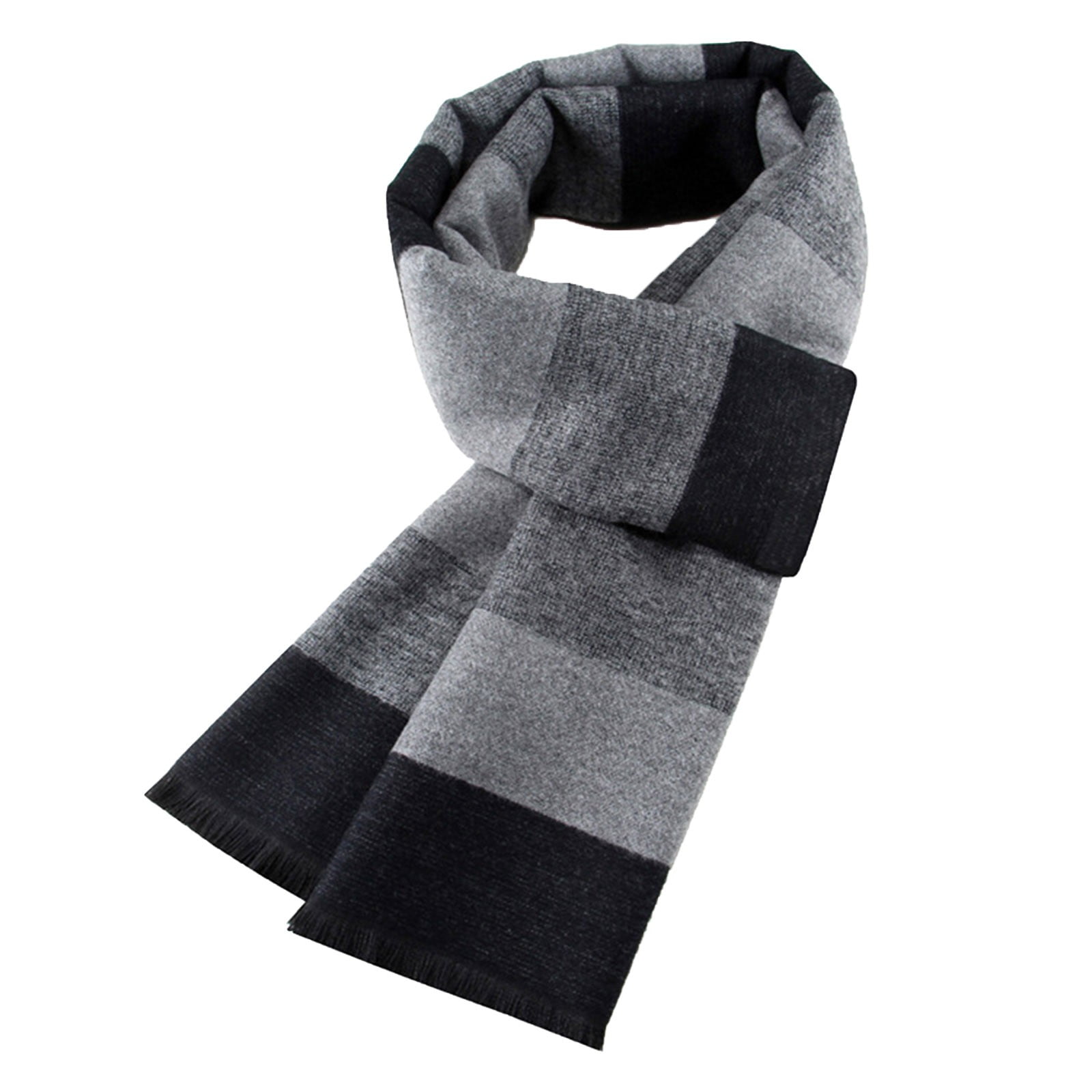 Men's Winter Classic Wool Scarf Warm Checked Lightweight Knitted ...
