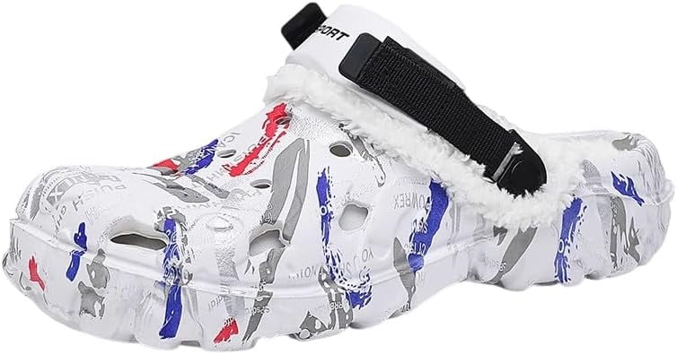 Men's Winter Clogs - Waterproof Fur Lined Slippers EVA Fuzzy Lined ...