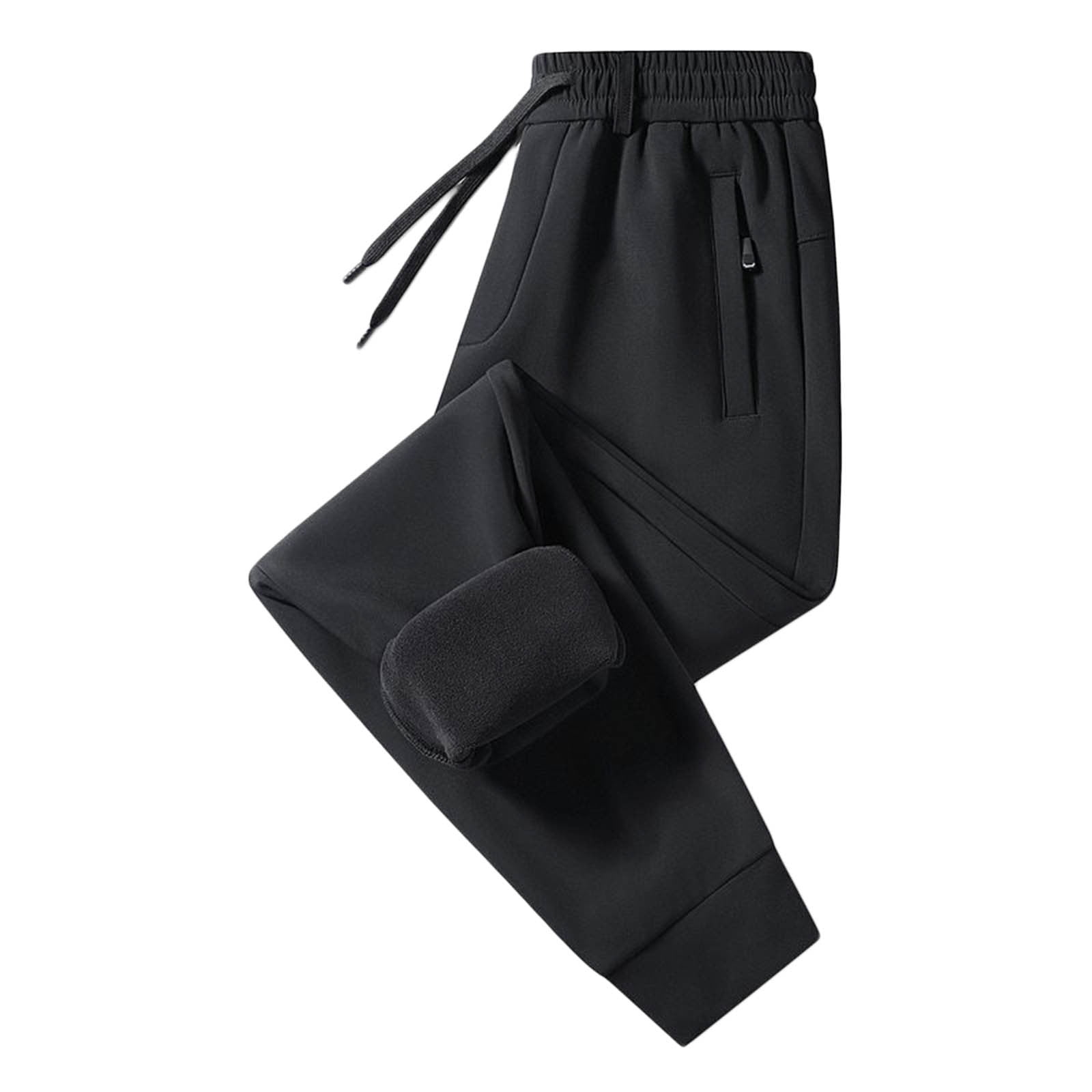 Men's Winter Fleece-Lined Waterproof Sweatpants - Polyester Elastic ...