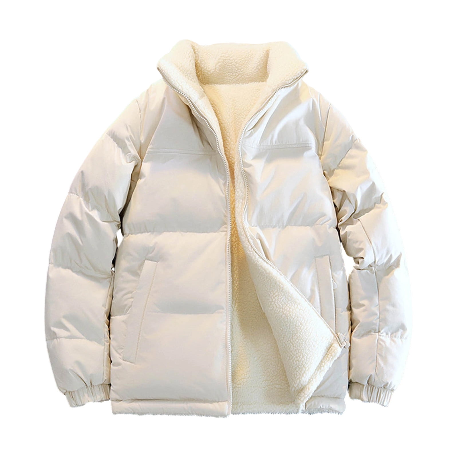Men's Winter Jacket Fleece Color Block Jackets Thickened Warm Down ...