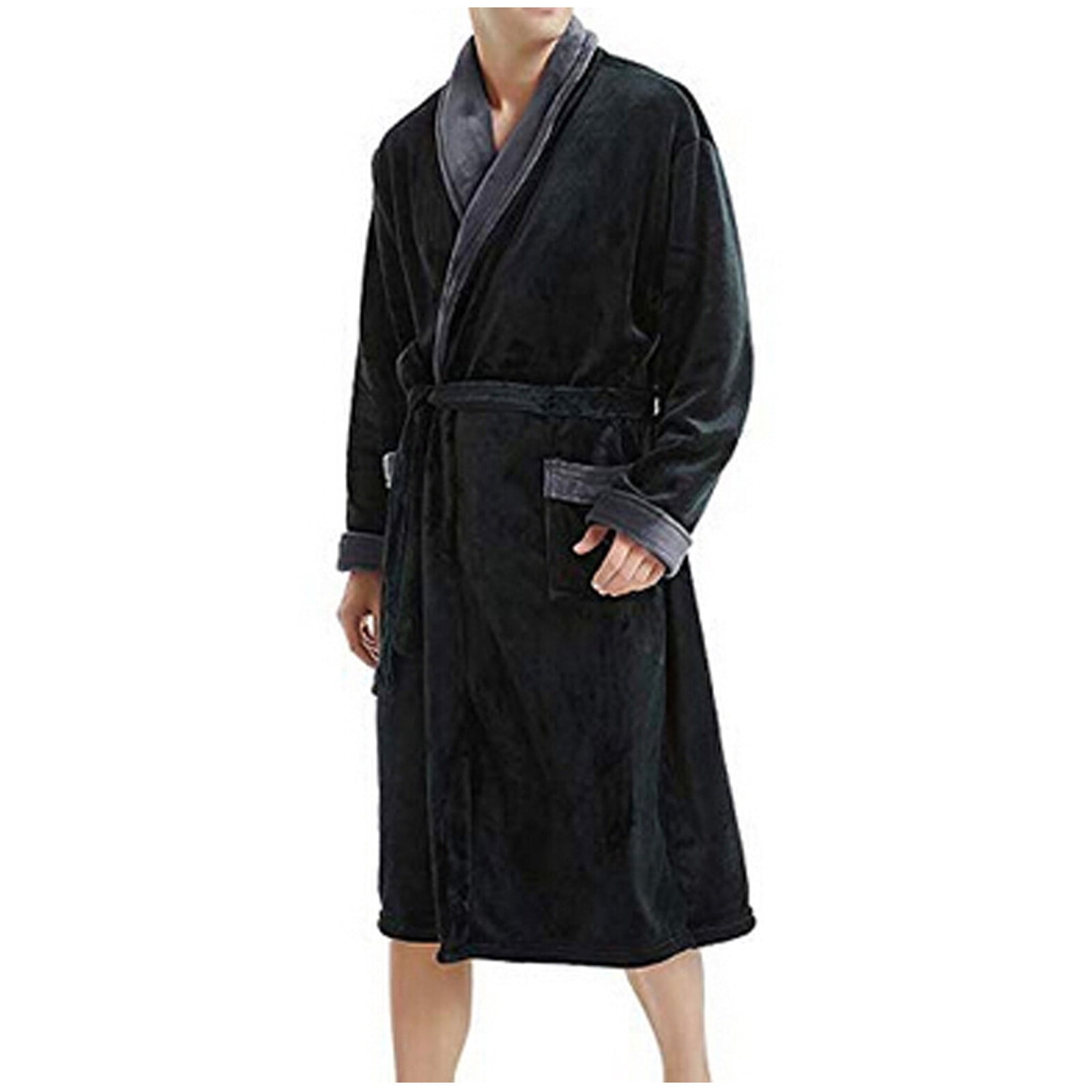 Walmart Men's Plush Shawl Bathrobe, Long Sleeve, Winter Home Clothes ...