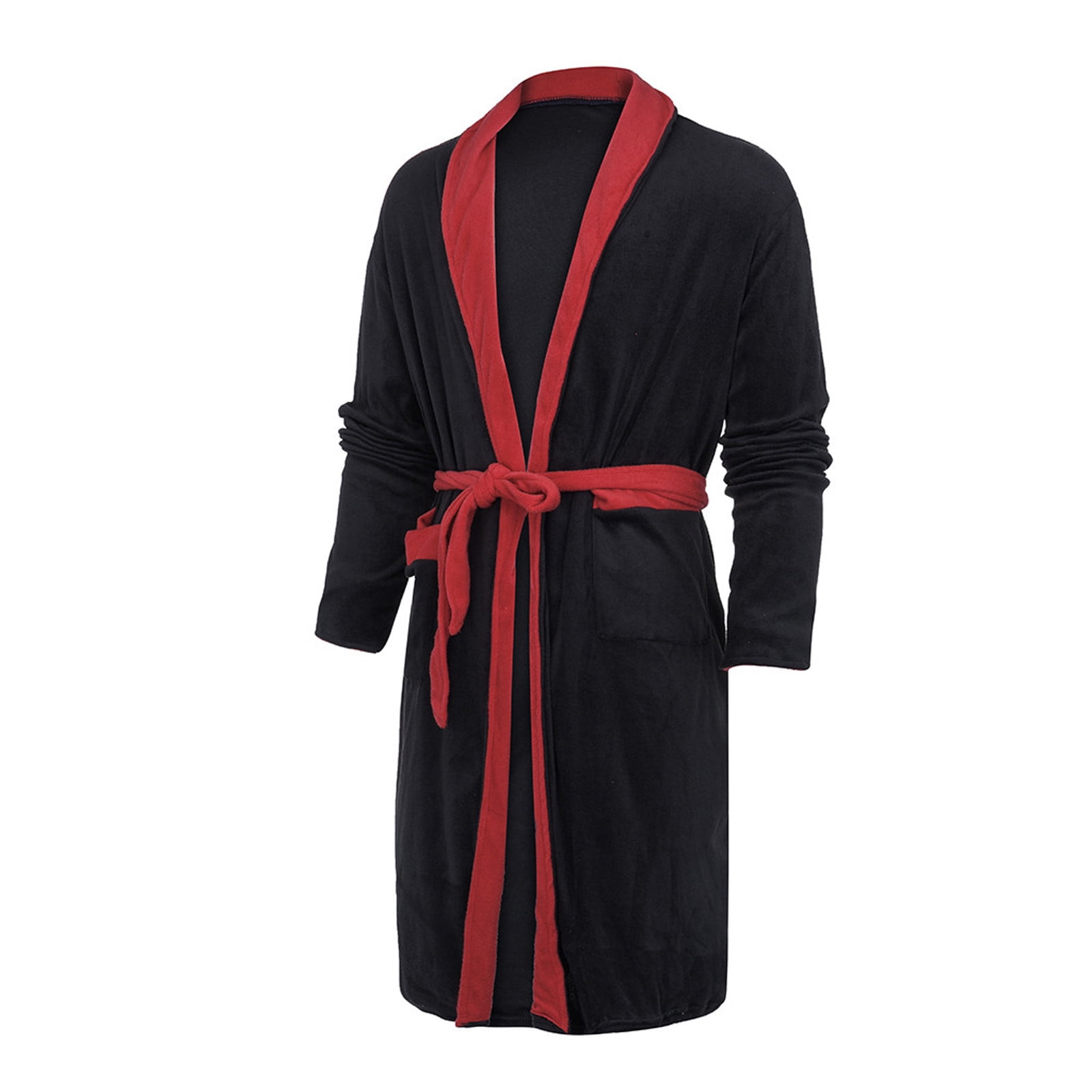 ASFGIMUJ Winter Plush Shawl Bathrobe, Long Sleeve, Men's Casual Home ...