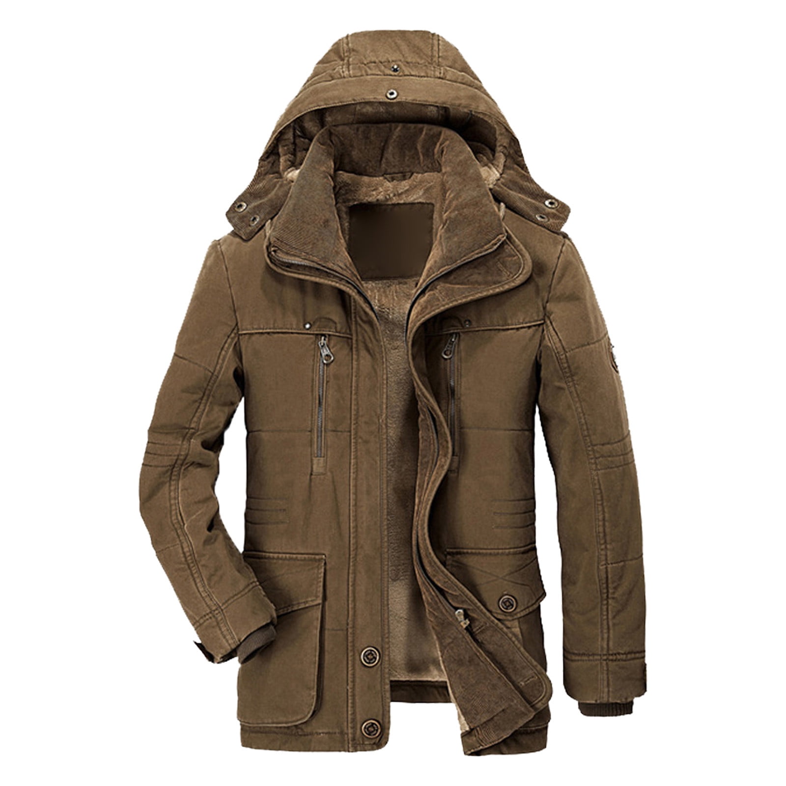 Men's Winter Medium Length Padded And Thickened Coat With Pockets ...
