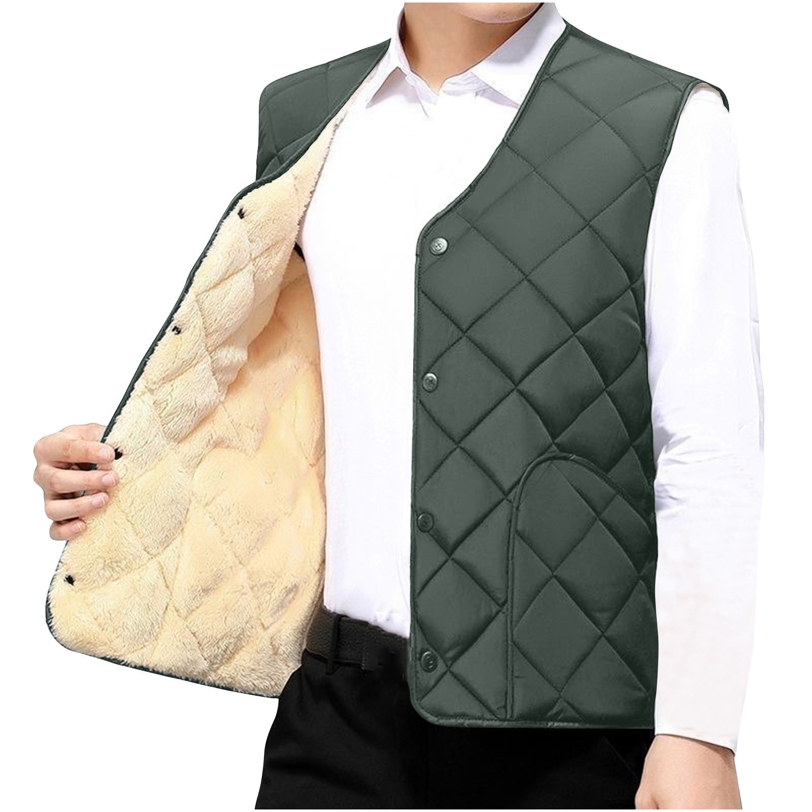 Men's Winter Outerwear Vest - Fleece Lined Outdoor Vest Warm Casual ...