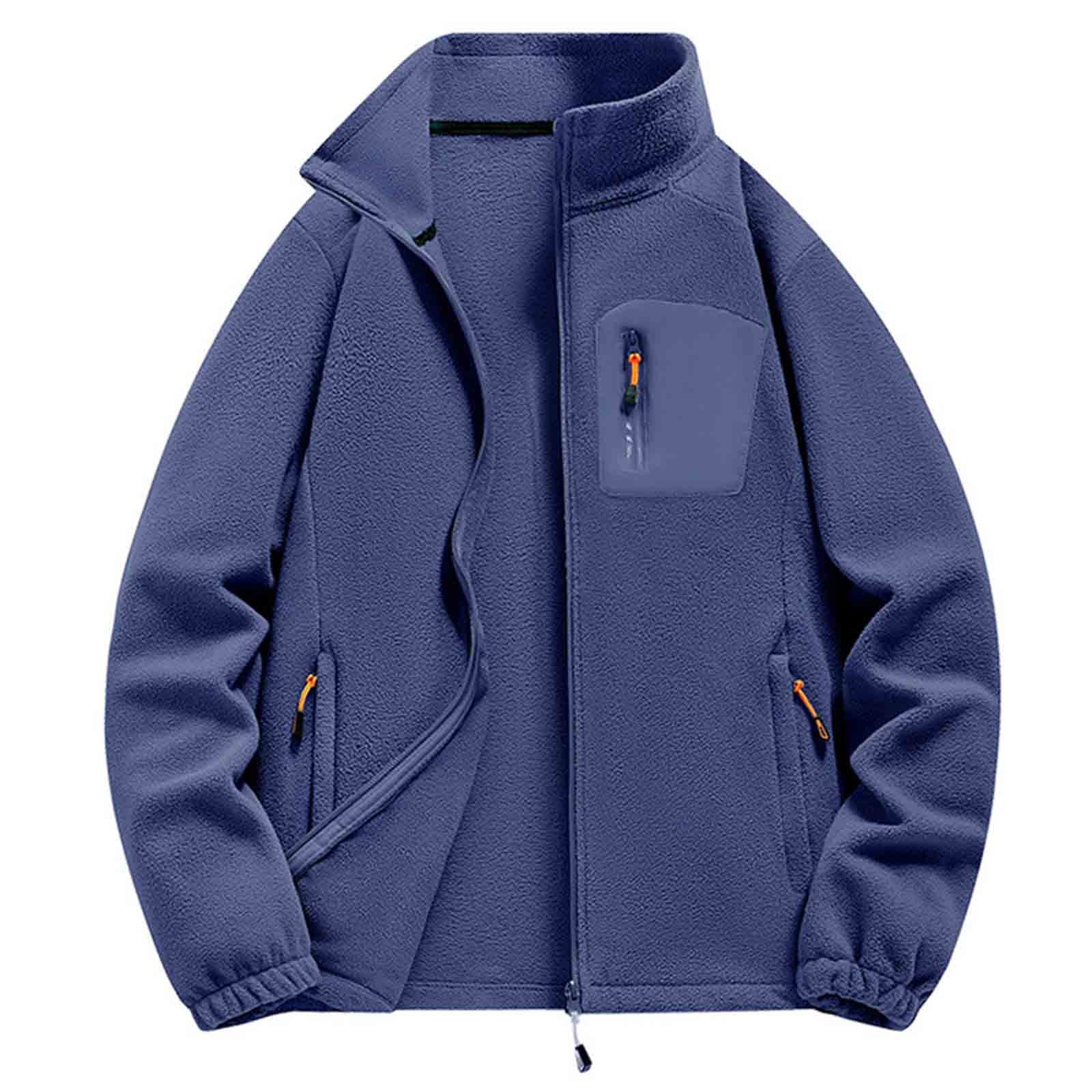 Men's Winter Polar Fleece Jacket Zip Up Windproof Athletic Hiking ...