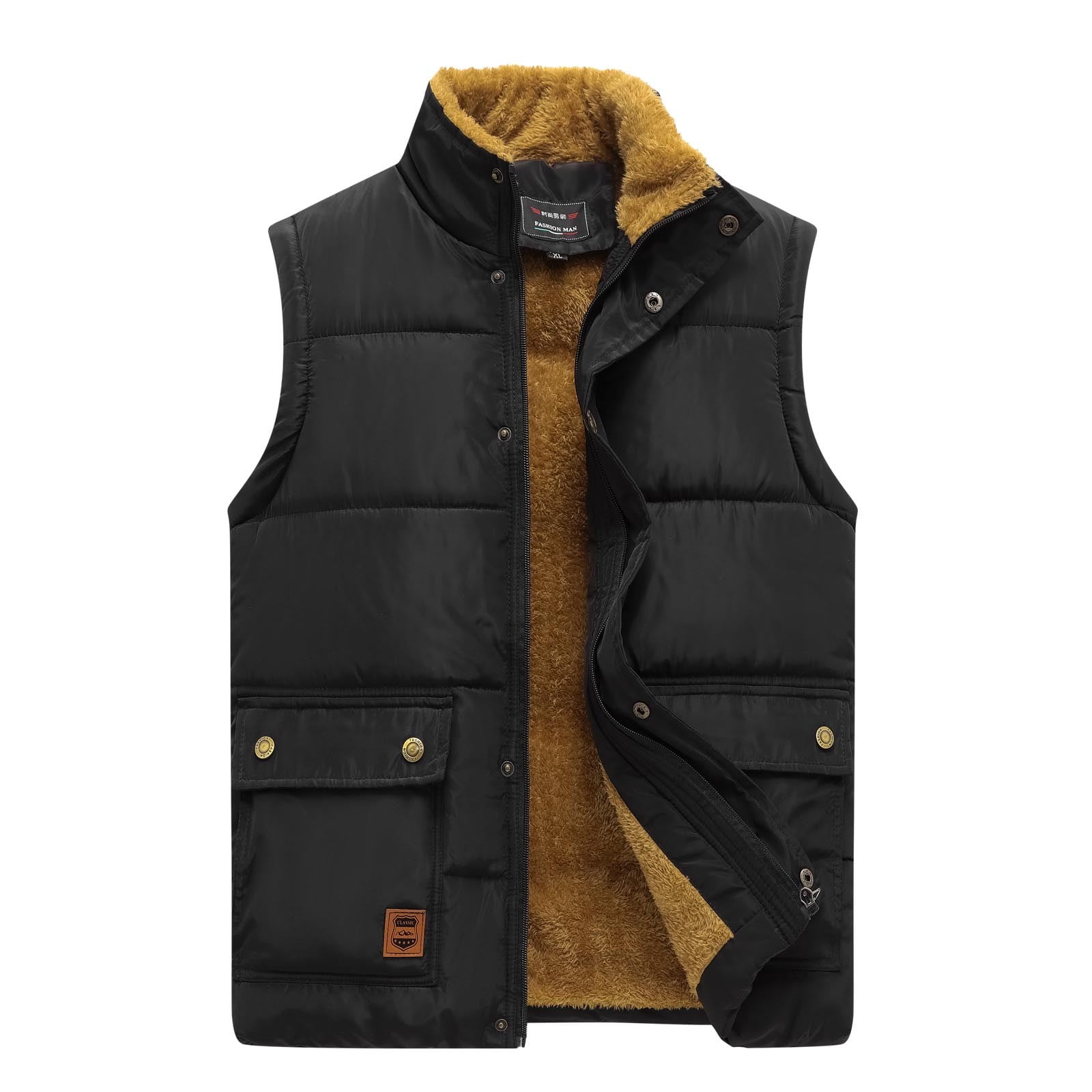 Men's Winter Puffer Vest Quilted Soft Fleece Lining Sleeveless Vest ...