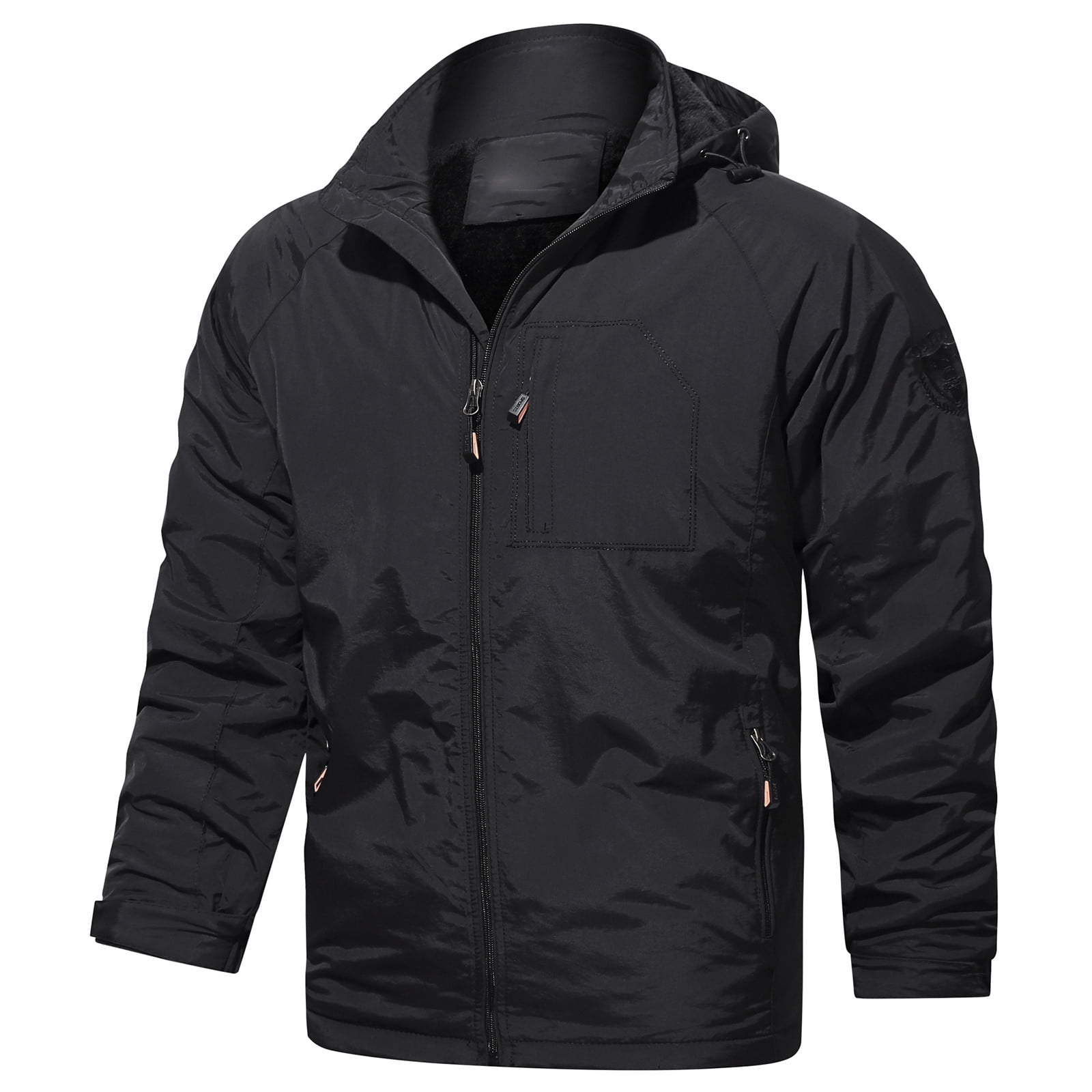Men's Winter Solid Color Snow Coat Classic Hooded Long Sleeve Full ...