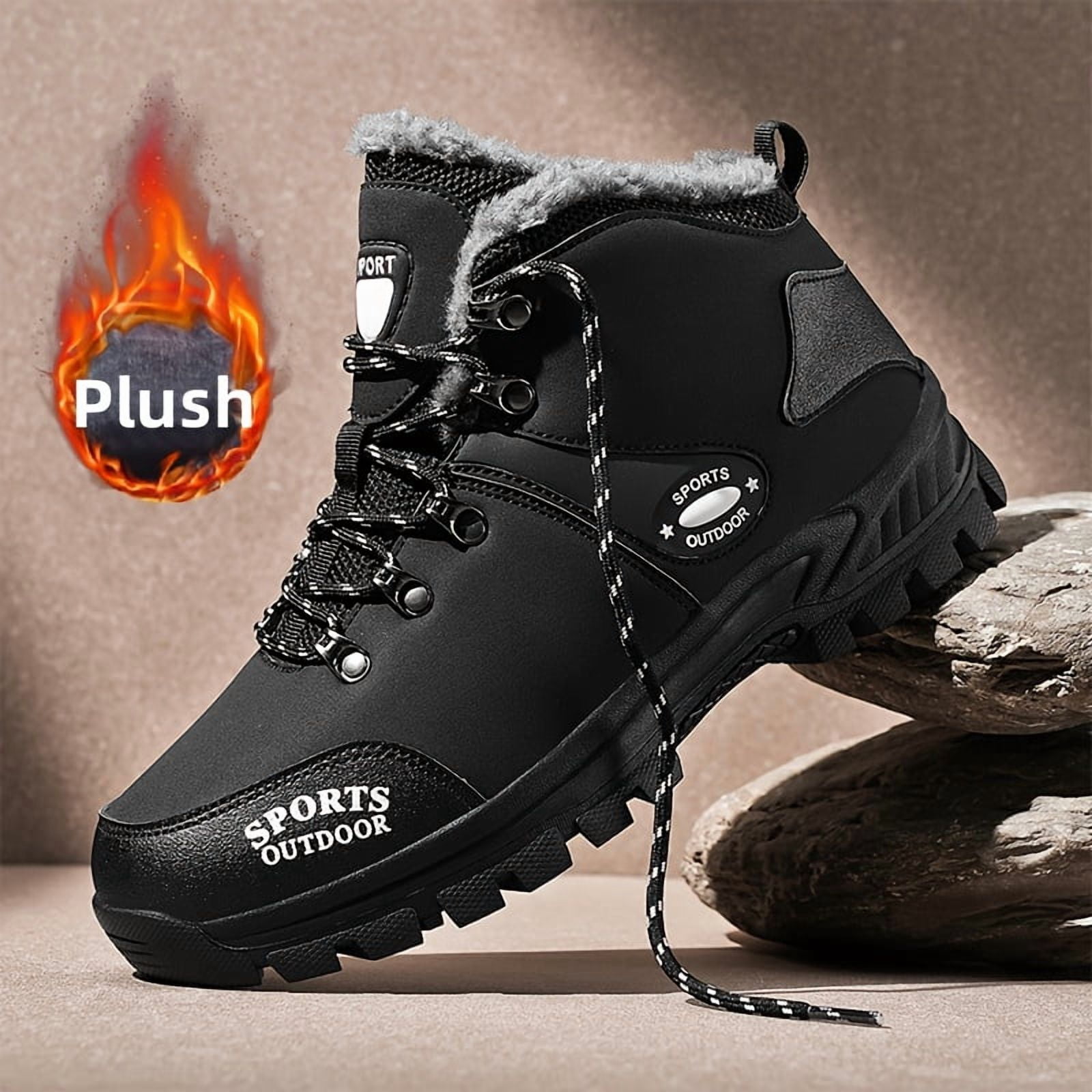 Men's & Winter Thermal Short Boots - Heavy-Duty Rubber Sole Anti-Slip ...