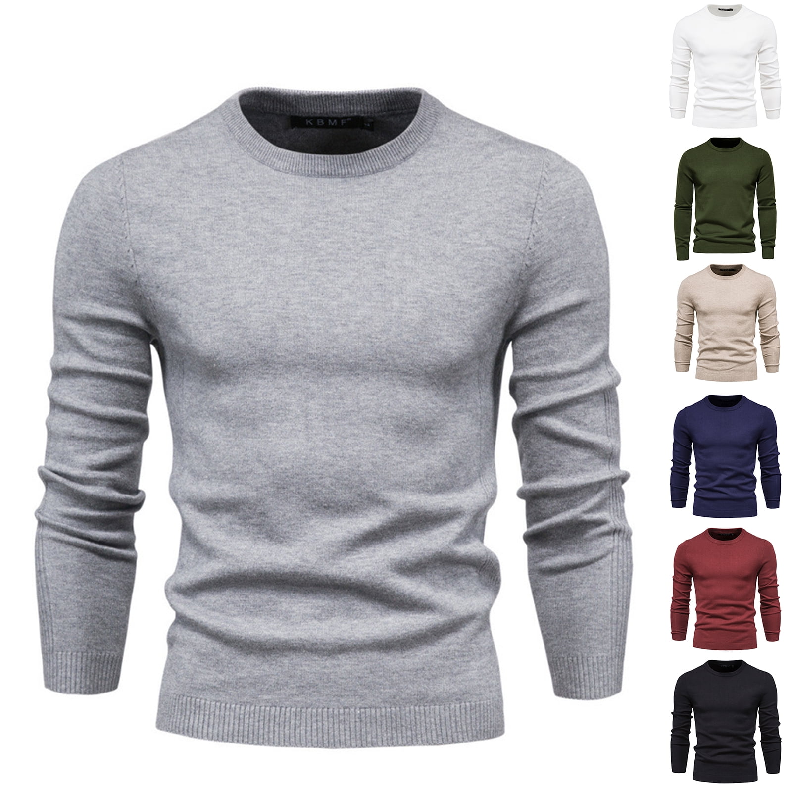 Men's Winter Thickened Warm Round Neck Sweater, Multi Color Knit ...