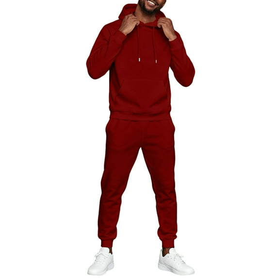 Men's Winter Two Piece Hoodie Sweatsuits Sweatshirt And Jogging Pants ...