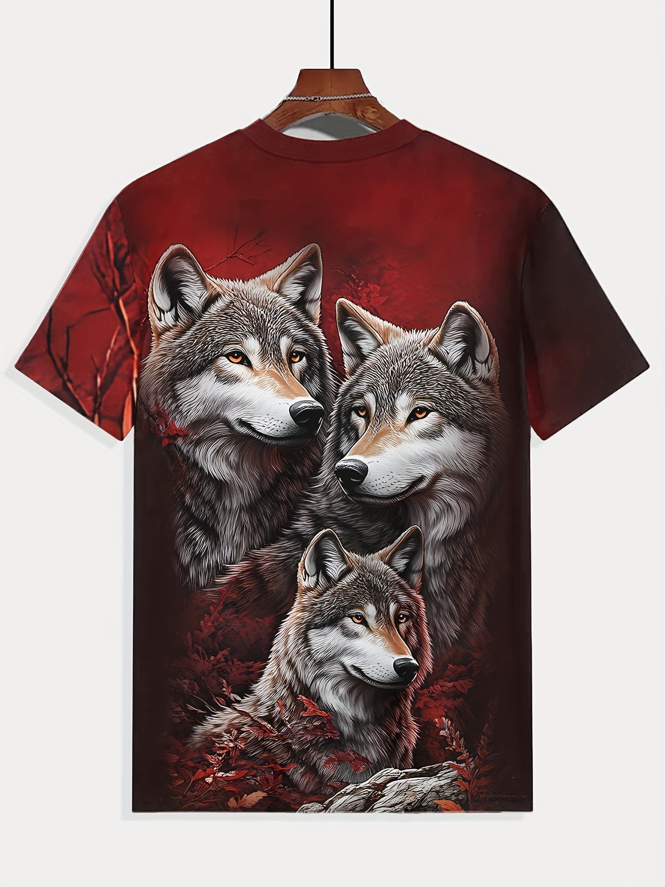 Men's Wolf Family 3D Printed T-shirt-Short Sleeve, round Neck, Light ...
