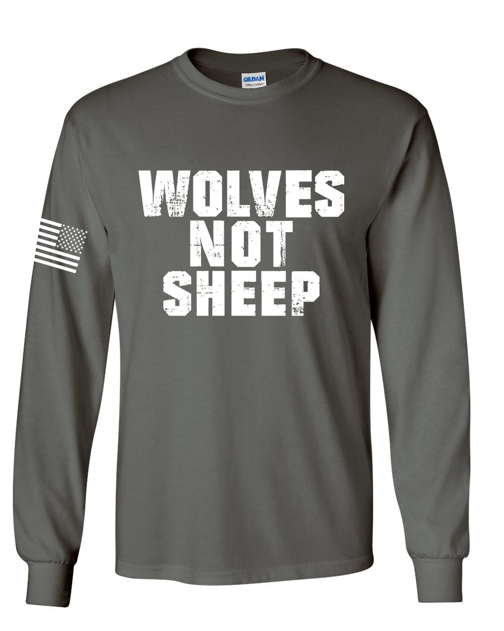Men's Wolves Not Sheep Patriotic American Flag Long Sleeve T-shirt ...