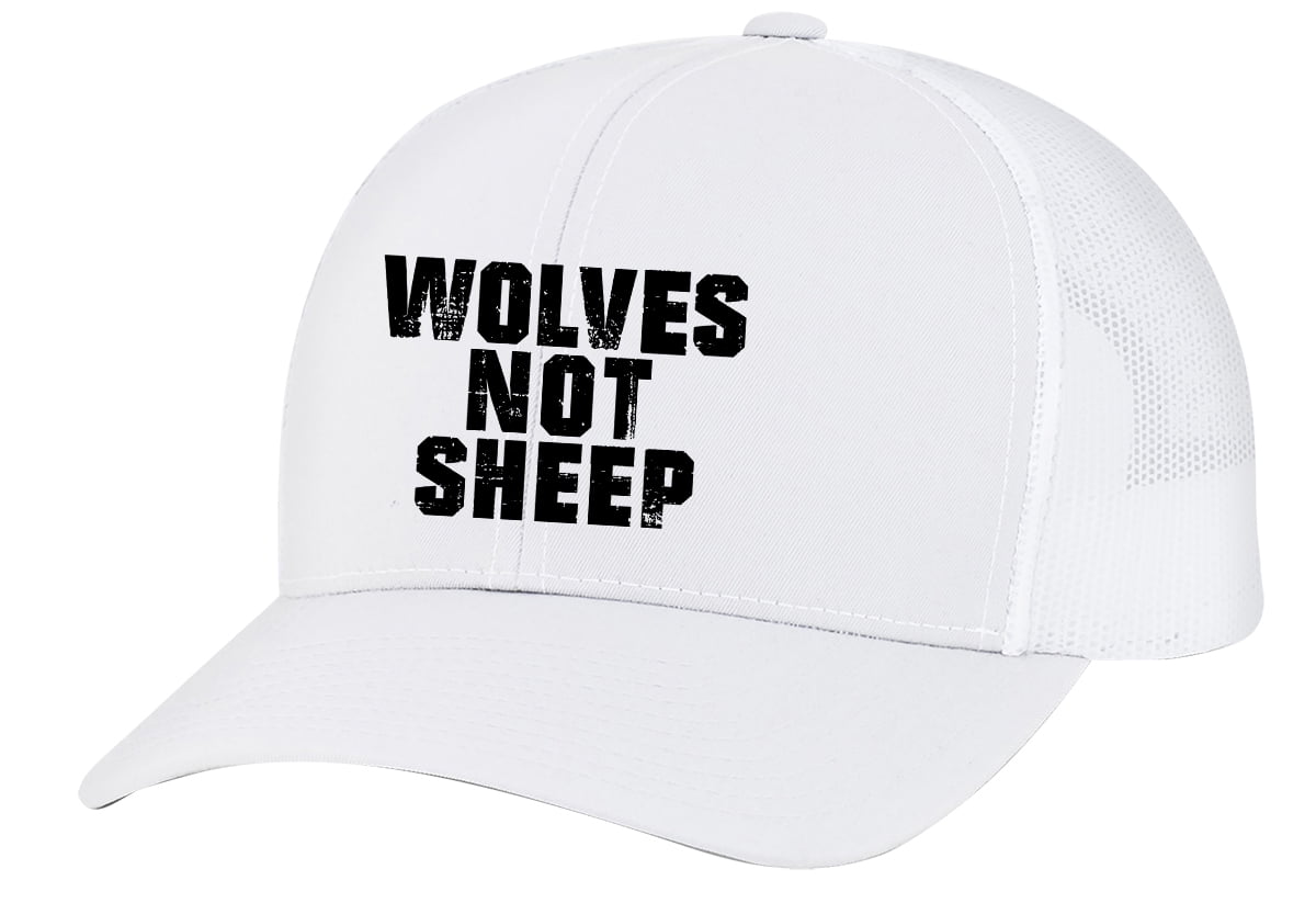 Men's Wolves Not Sheep Patriotic Embroidered Mesh Back Trucker Hat ...