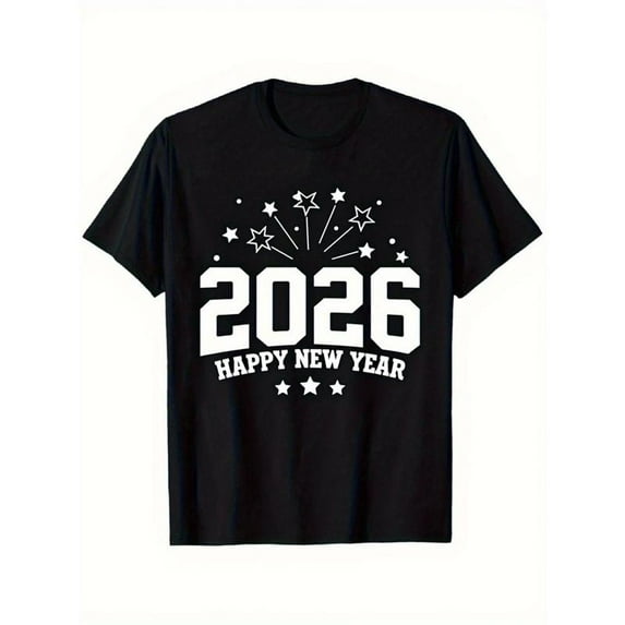 Men's & Women's 2026 Happy New Year T-Shirt - 2026 Number & Fireworks ...