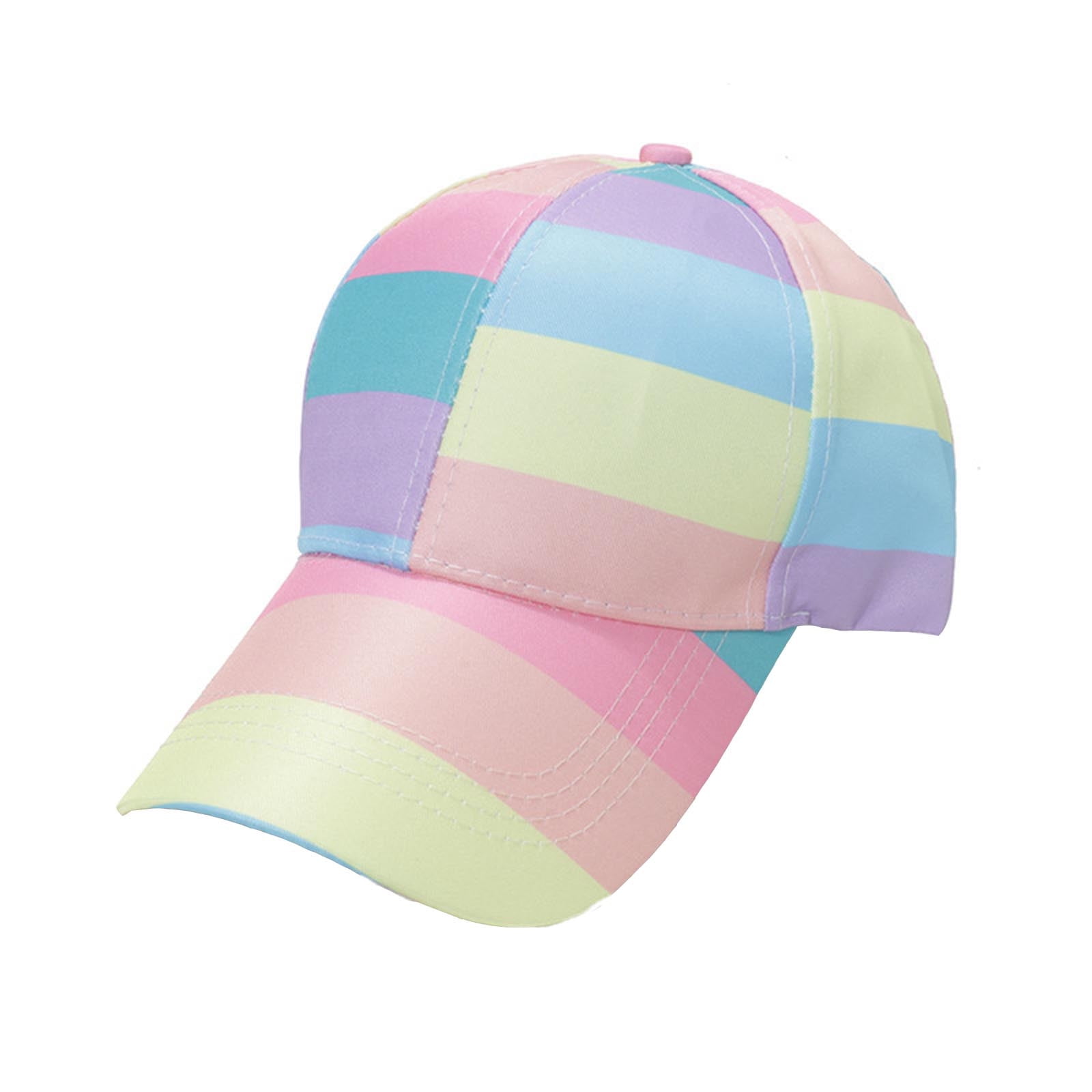 Men's And Women's Colorful Striped Shade Sun Hat Rainbow Baseball Cap ...