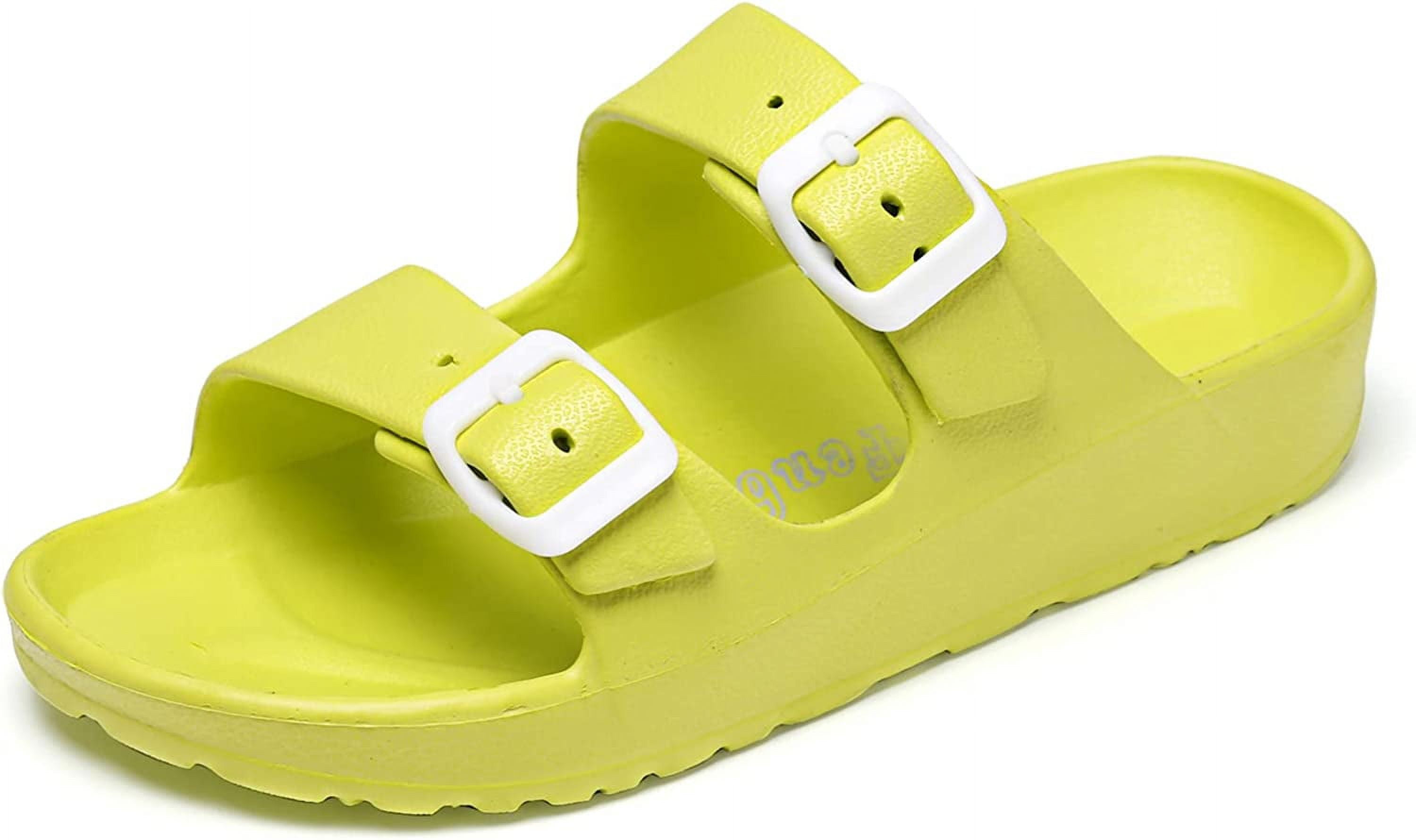 Men's Women's EVA Flat Sandals Adjustable Double Buckle Rubber Slide ...
