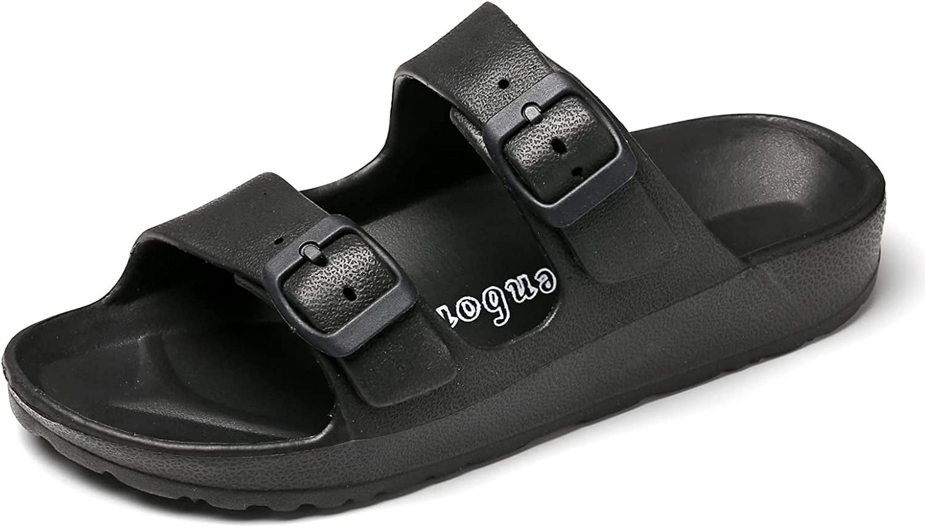 Men's Women's EVA Flat Sandals Adjustable Double Buckle Rubber Slide ...