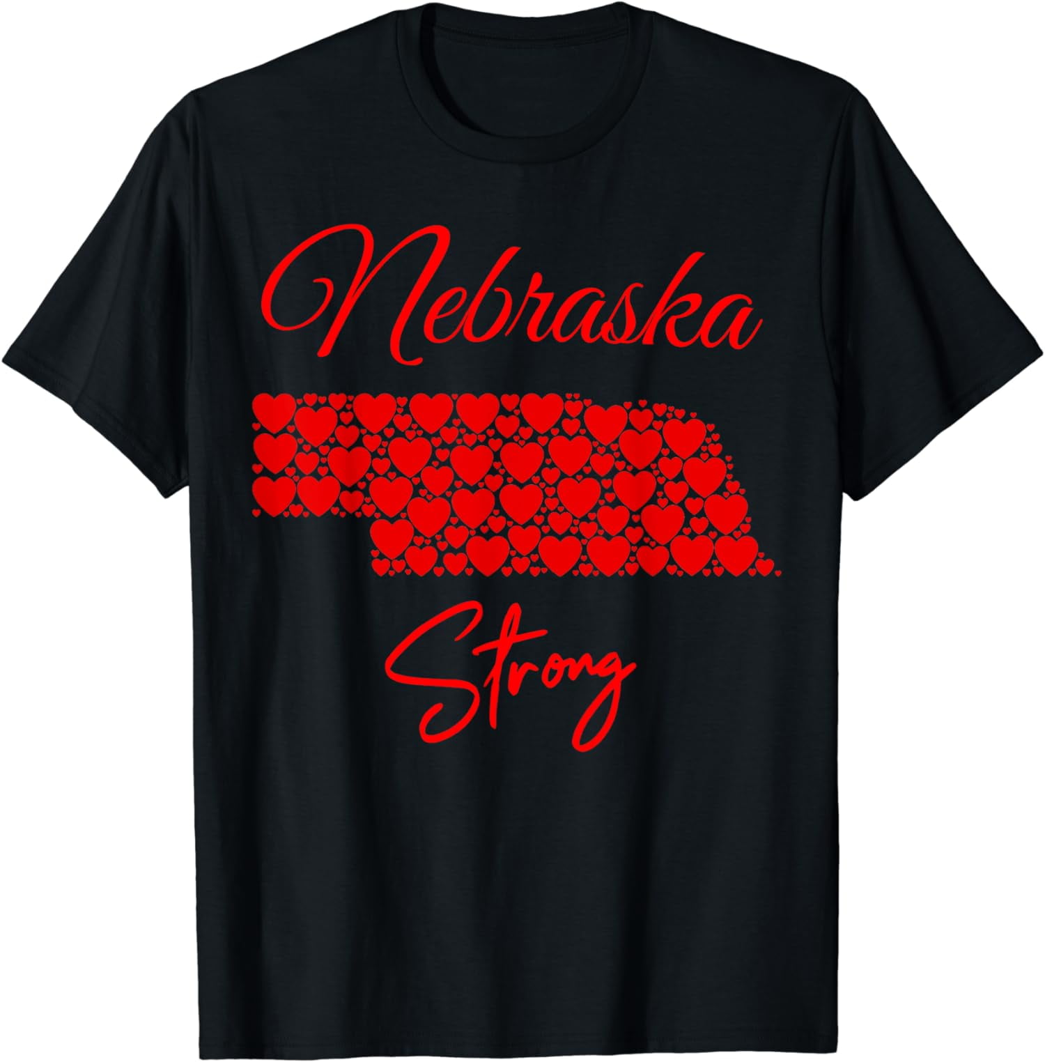 Men's Women's Nebraska-Strong T-Shirt Red Hearts Map Shirt - Walmart.com