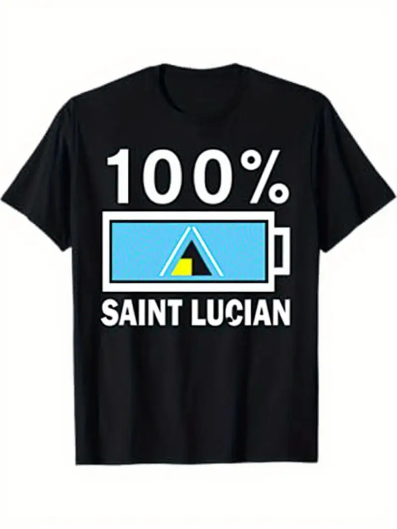 Men's & Women's Saint Lucian Flag Battery Icon T-Shirt - 100% Saint ...