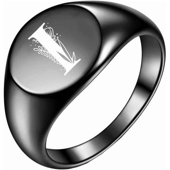 Men's Women's Stainless Steel 12MM Round Simple 26 Initials Alphabet ...