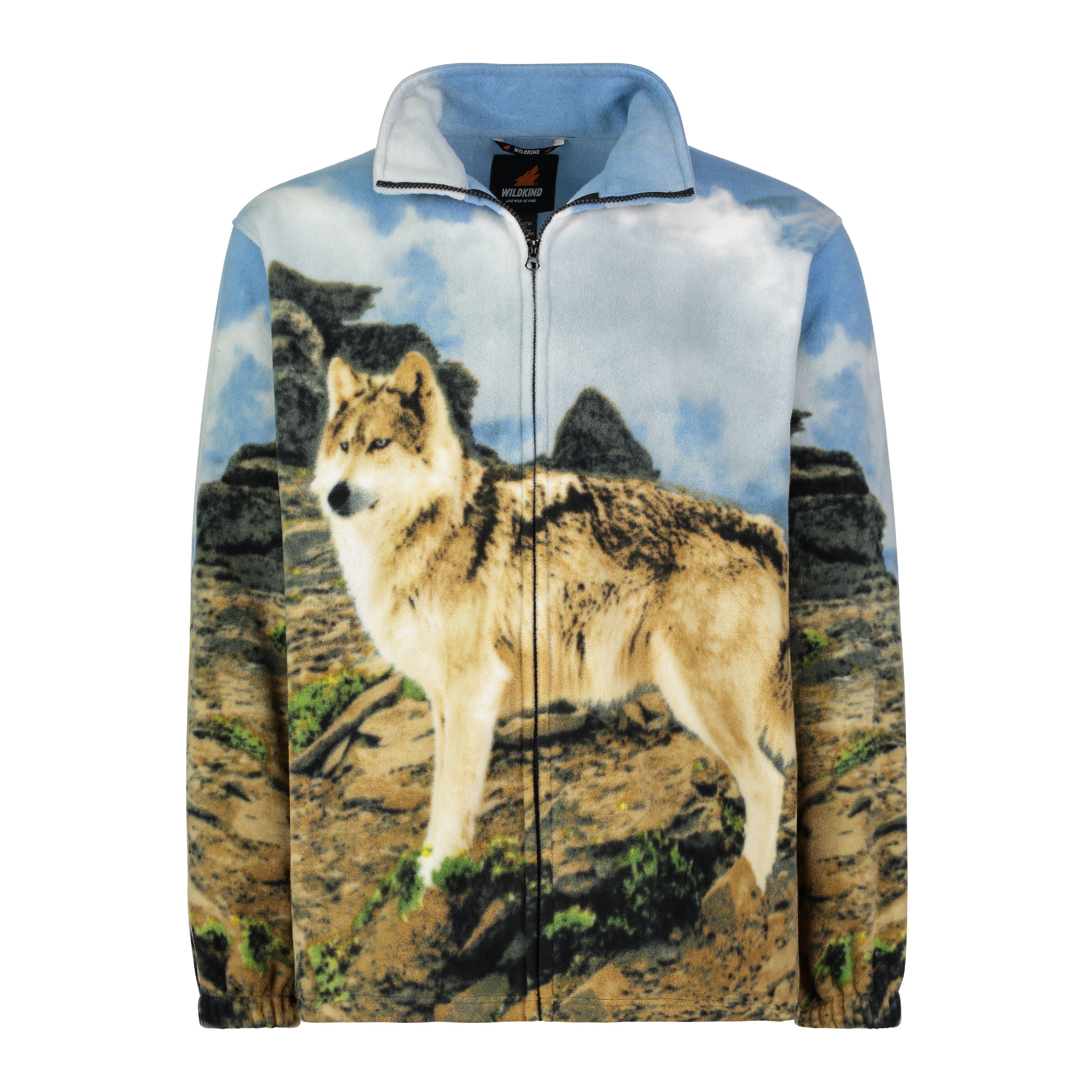 Men's Women's Sweater Jacket Full Zip Fleece Wolf Wildlife Sweatshirt ...