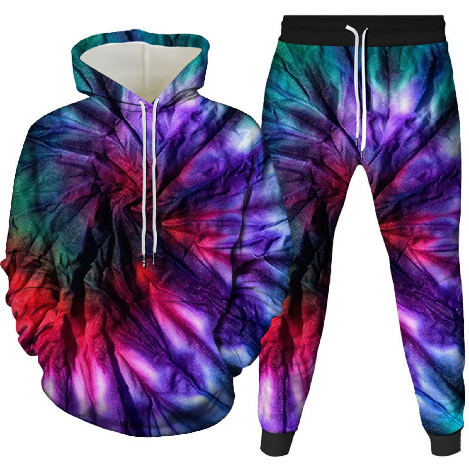 Men's Women's Tracksuit Tie Dye 2 Pieces Outfits Sweatsuit Clouds Print ...