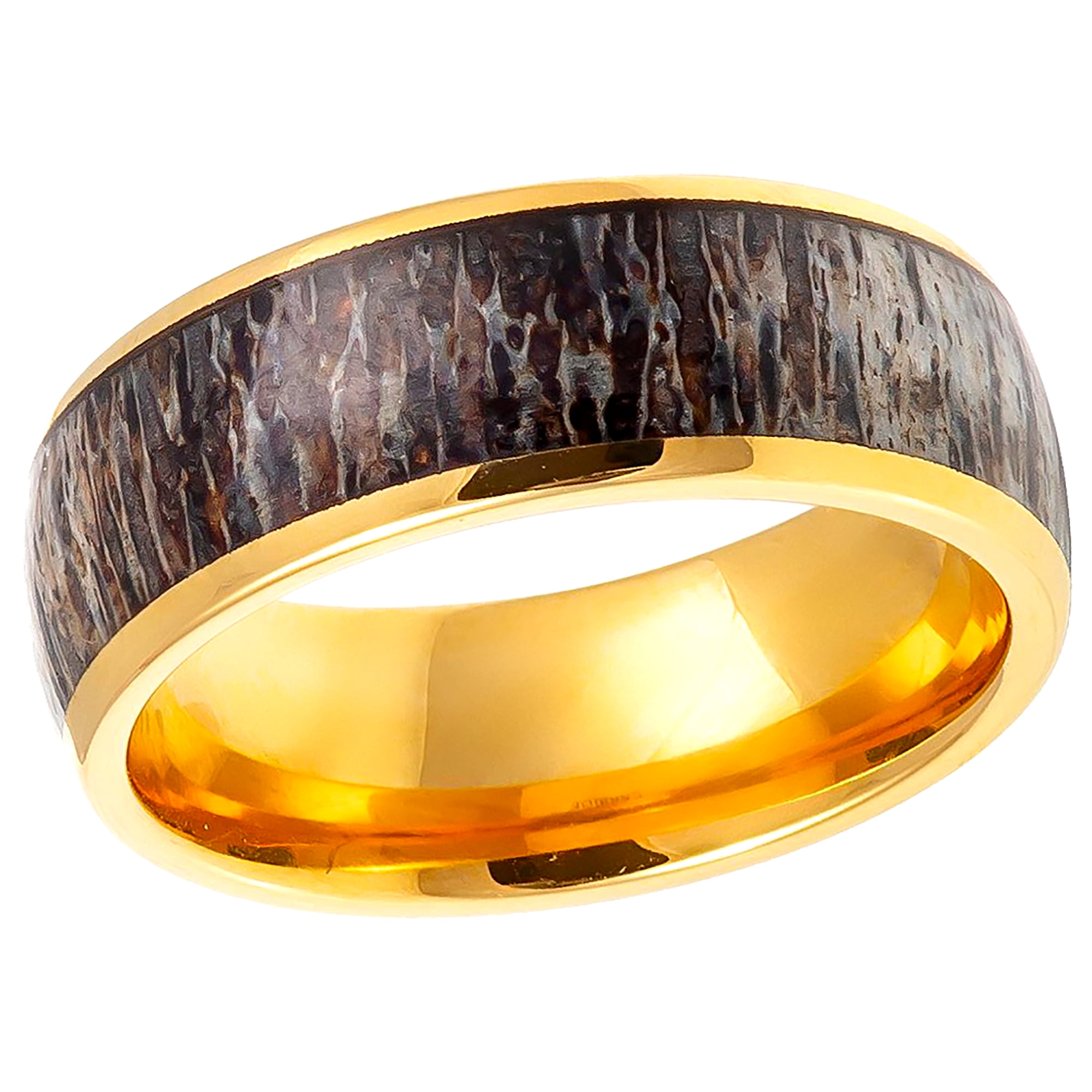 Men's Women's Tungsten Wedding Band Engagement Ring 8mm Domed Yellow ...