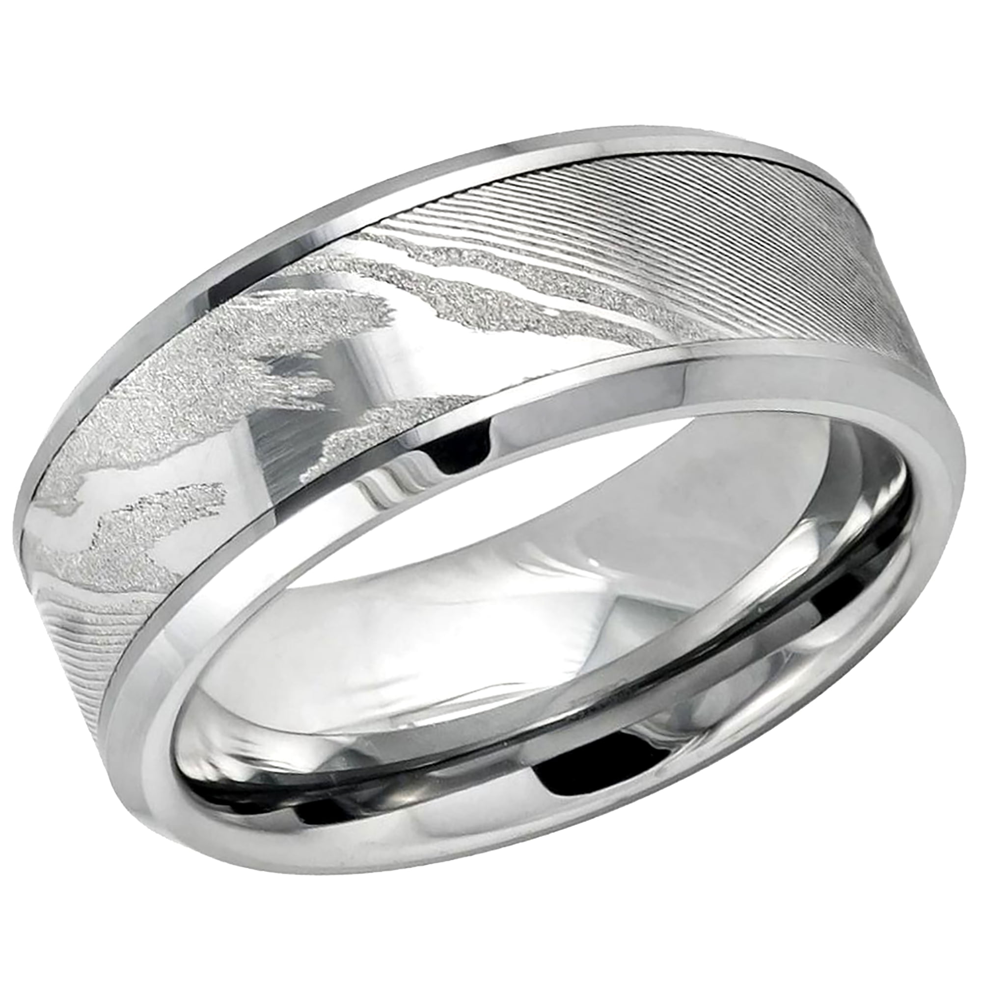 Men's Women's Tungsten Wedding Band Engagement Ring 8mm Laser Carved ...
