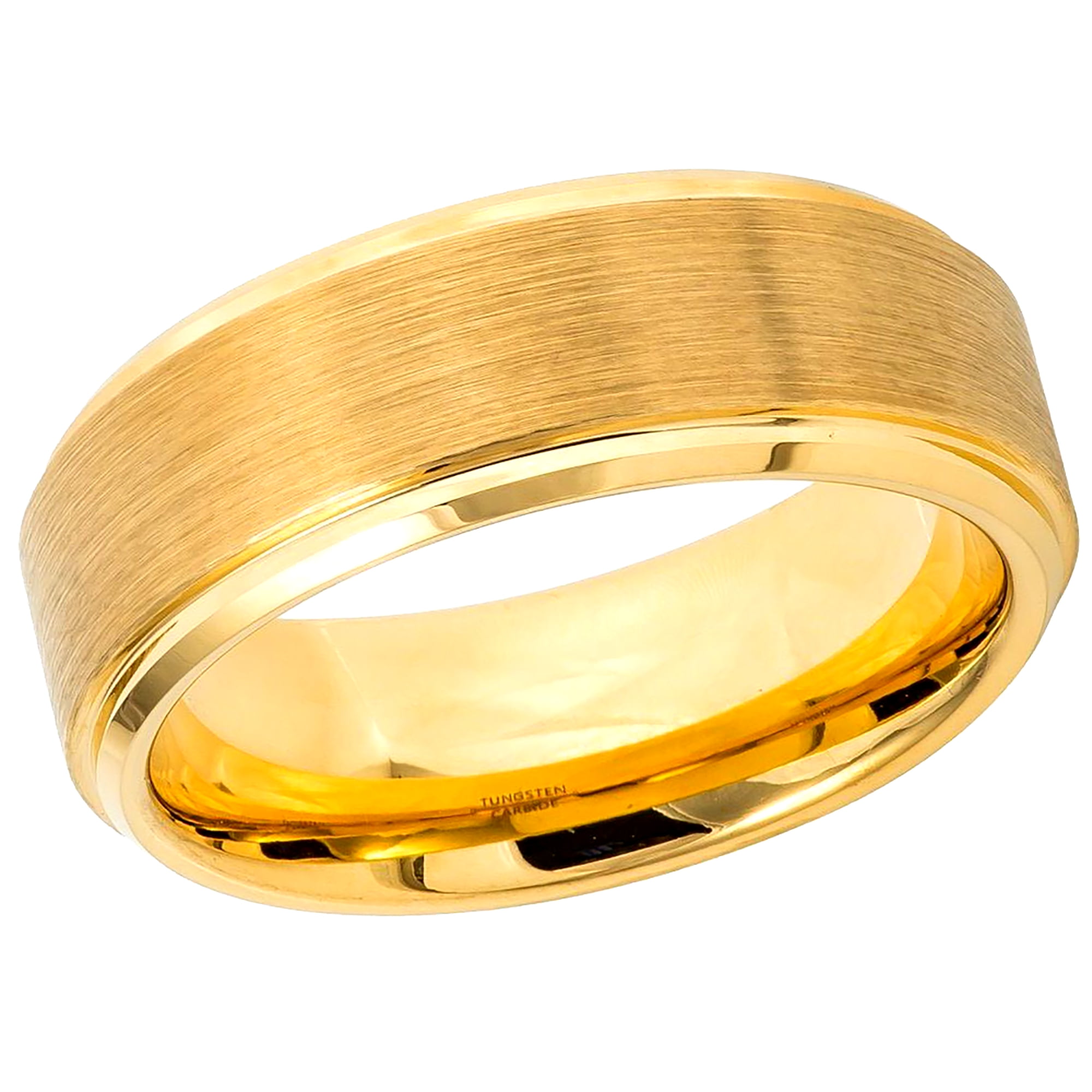 Men's Women's Tungsten Wedding Band Engagement Ring 8mm Yellow Gold IP ...