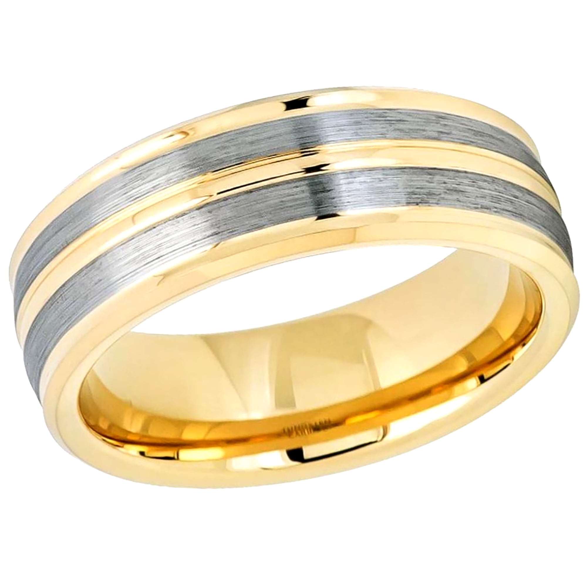 Men's Women's Tungsten Wedding Band Engagement Ring 8mm Yellow Gold IP ...