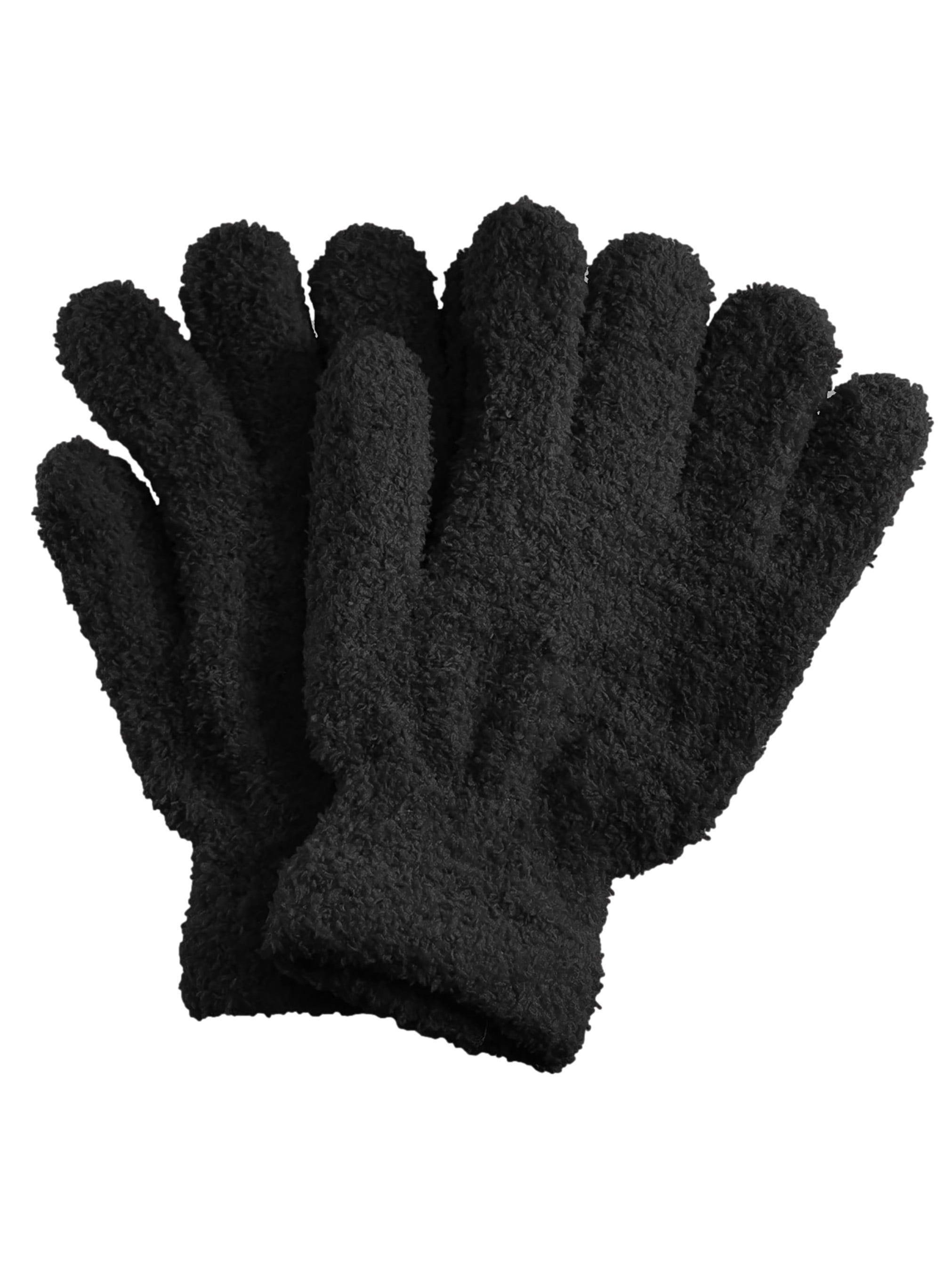 Men's Women's Warm Winter Fuzzy Cozy Gloves, Black - Walmart.com