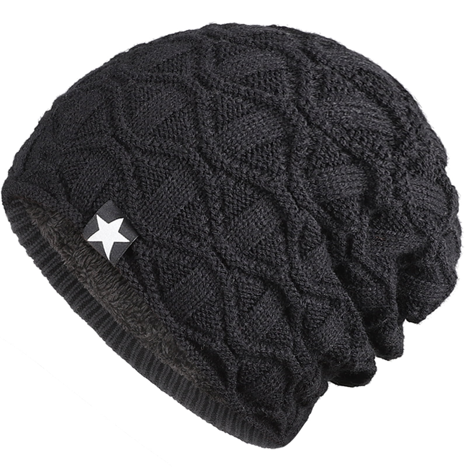 Men's Women's Winter Beanie Hat Warm Knit Hat Thick Fleece Lined Winter ...