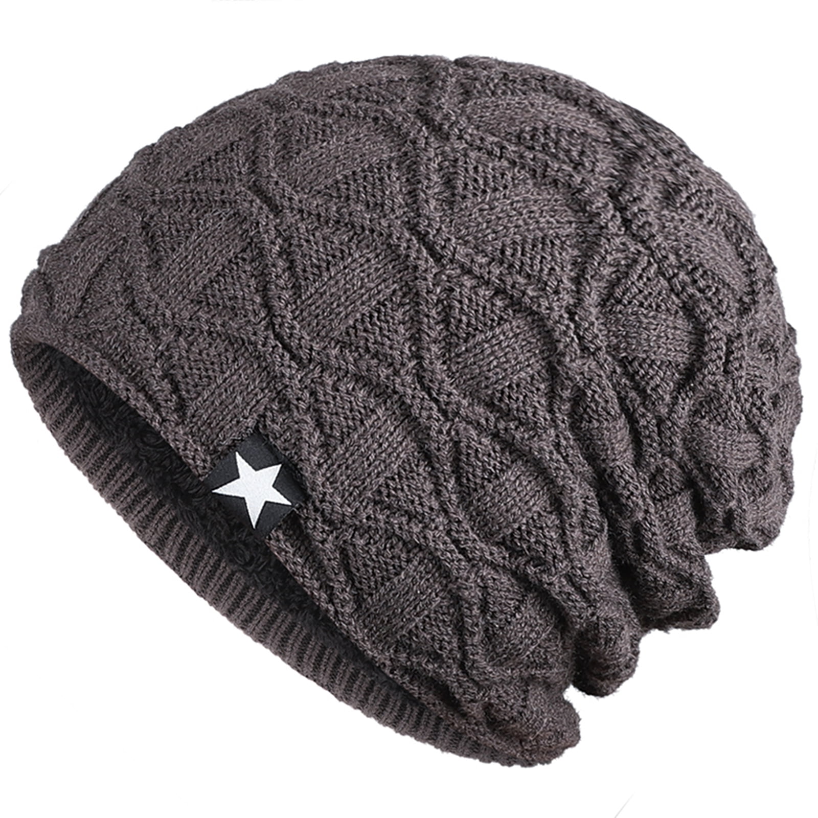 Men's Women's Winter Beanie Hat Warm Knit Hat Thick Fleece Lined Winter ...