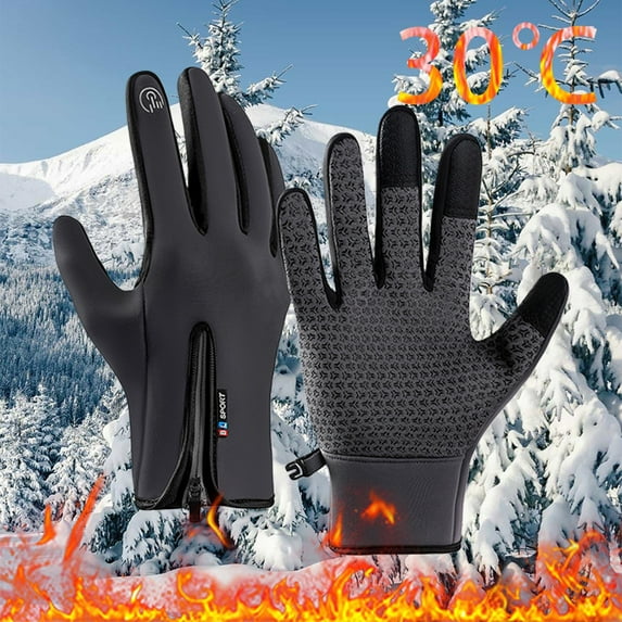 Men's and Women's Winter Cycling Gloves, Windproof Thermal Insulated Gloves, Non-Slip Palm Grip ...