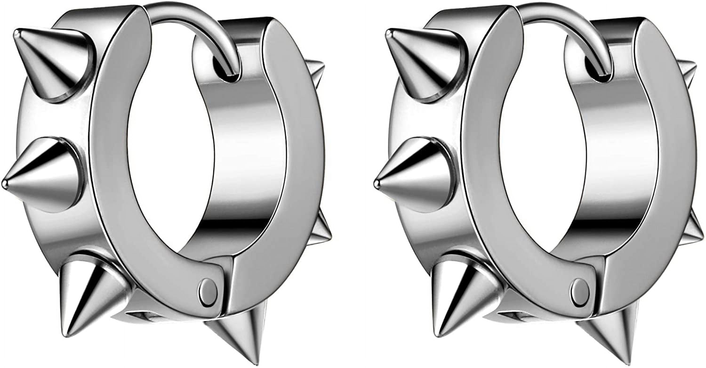 Men's Womens Punk Stainless Steel Goth Rivet Awl Spike Triangle Shape ...