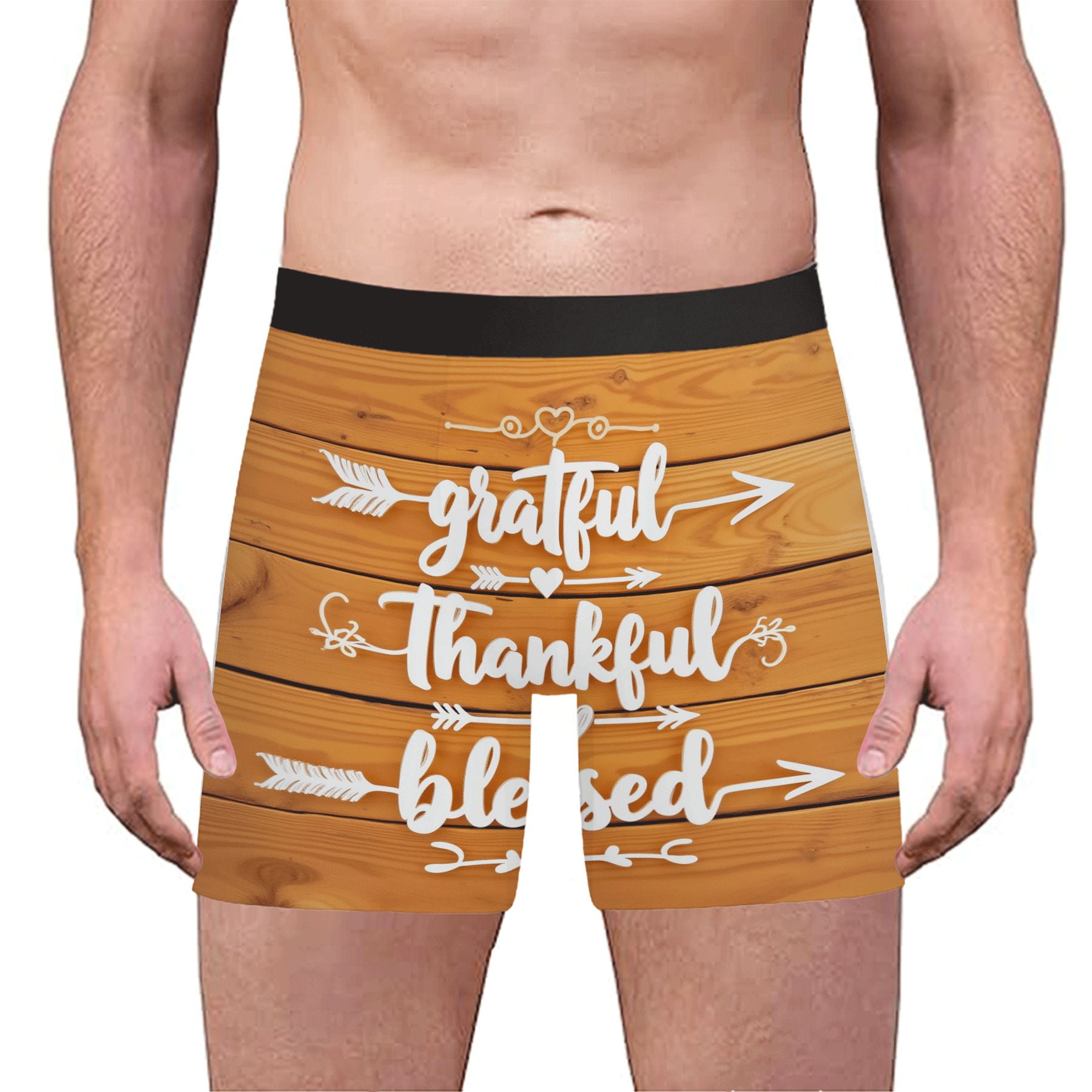 Men's Wooden - Pattern Boxer Briefs with ' Grateful Thankful Blessed ...