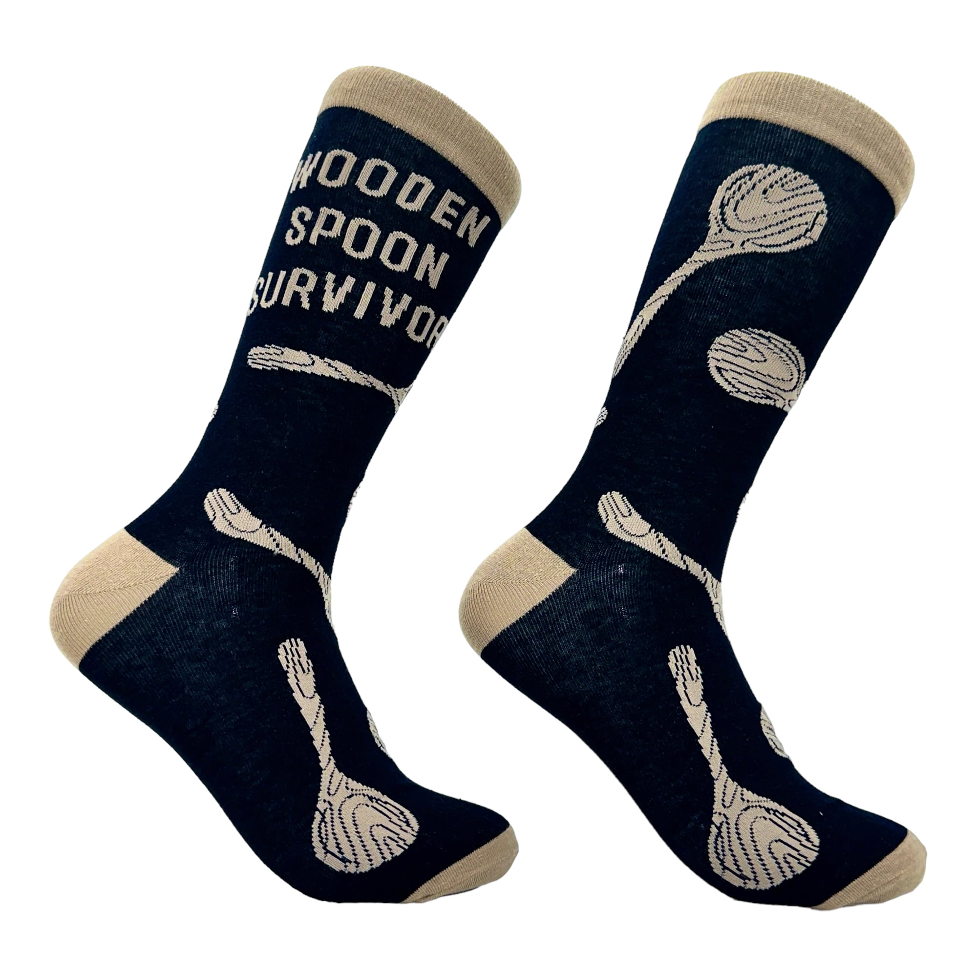 Men's Wooden Spoon Survivor Socks Funny Parenting Punishment Joke ...