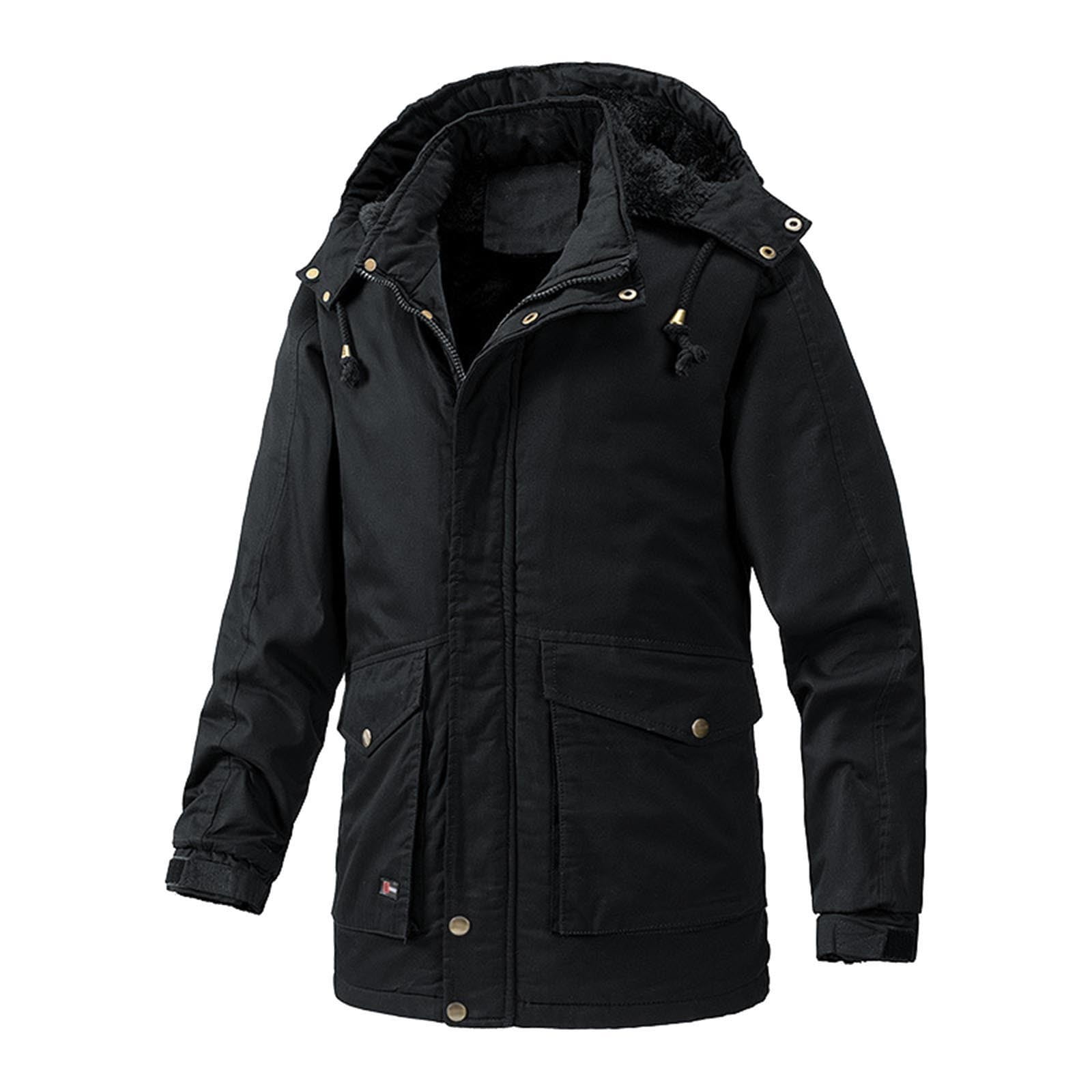 Men's Wool Blend Pea Coat Warm Winter Trench Coat with Detachable Soft ...