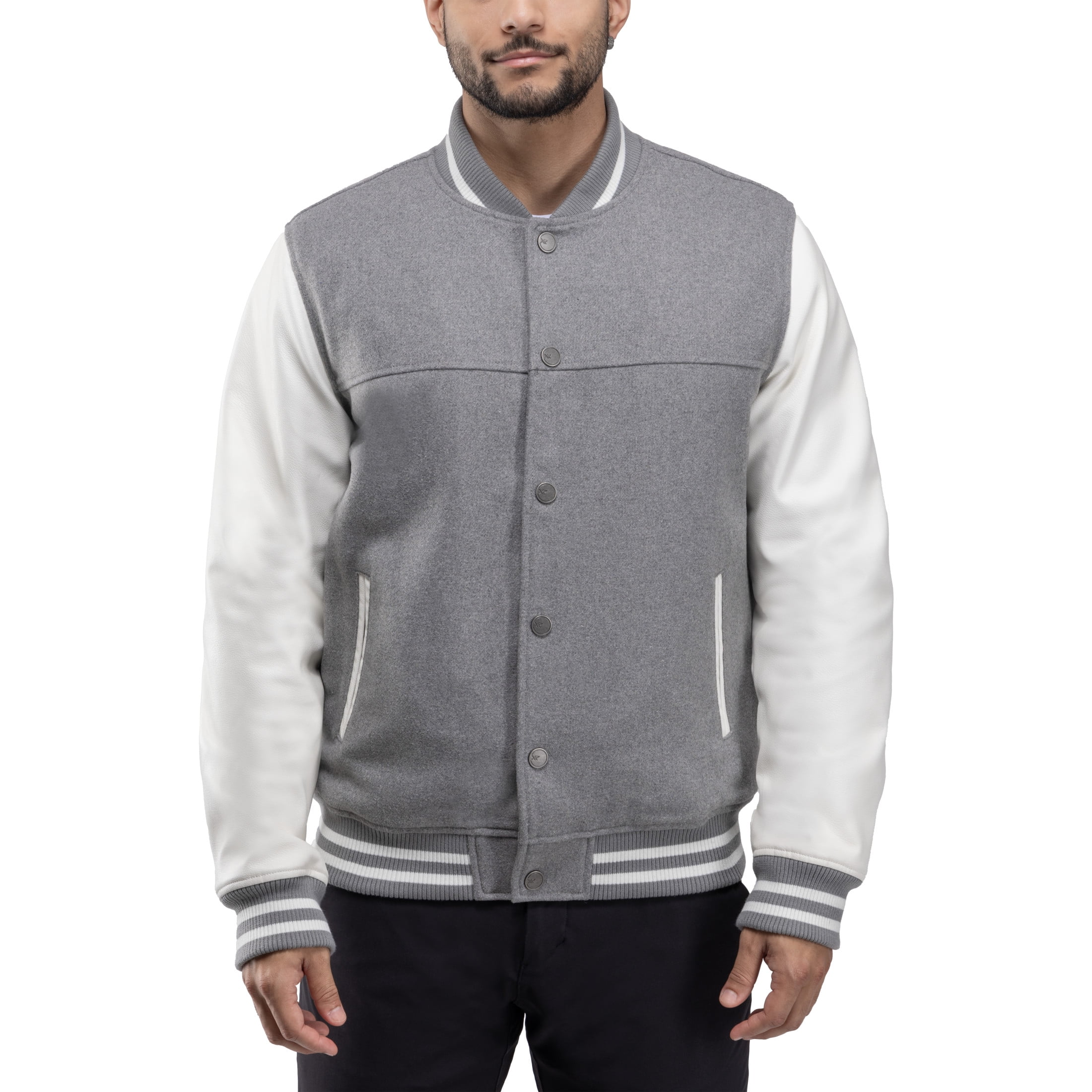 X RAY Jeans Mens Wool Varsity Bomber Jacket with Grainy PU Sleeves ...
