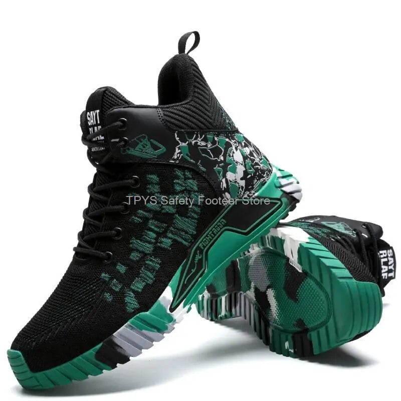 Men's Work Safety Shoes High top Steel Toe Work Shoes Men Anti-puncture ...