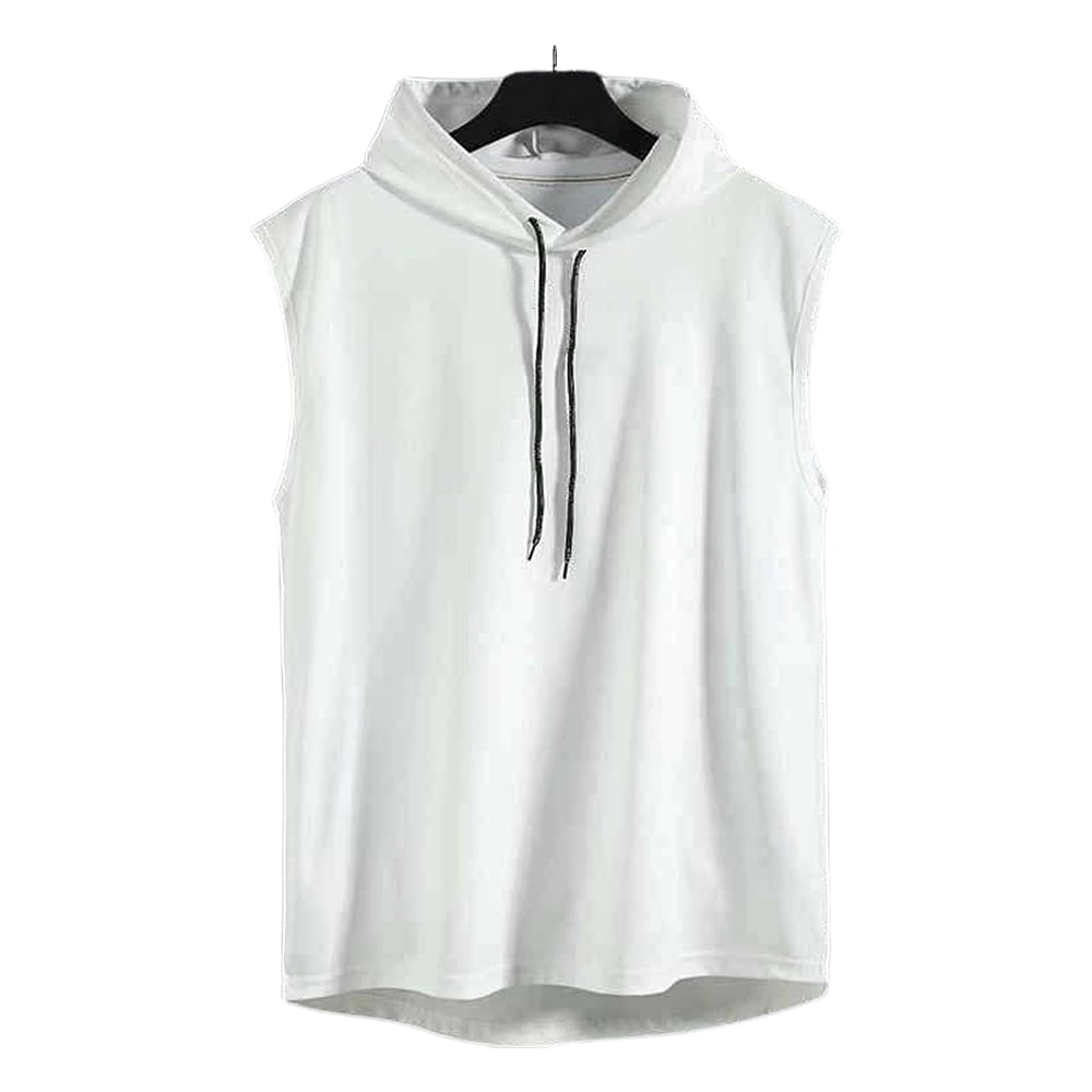 Mens Workout Hooded Tank Tops Bodybuilding Muscle Cut Off T Shirt